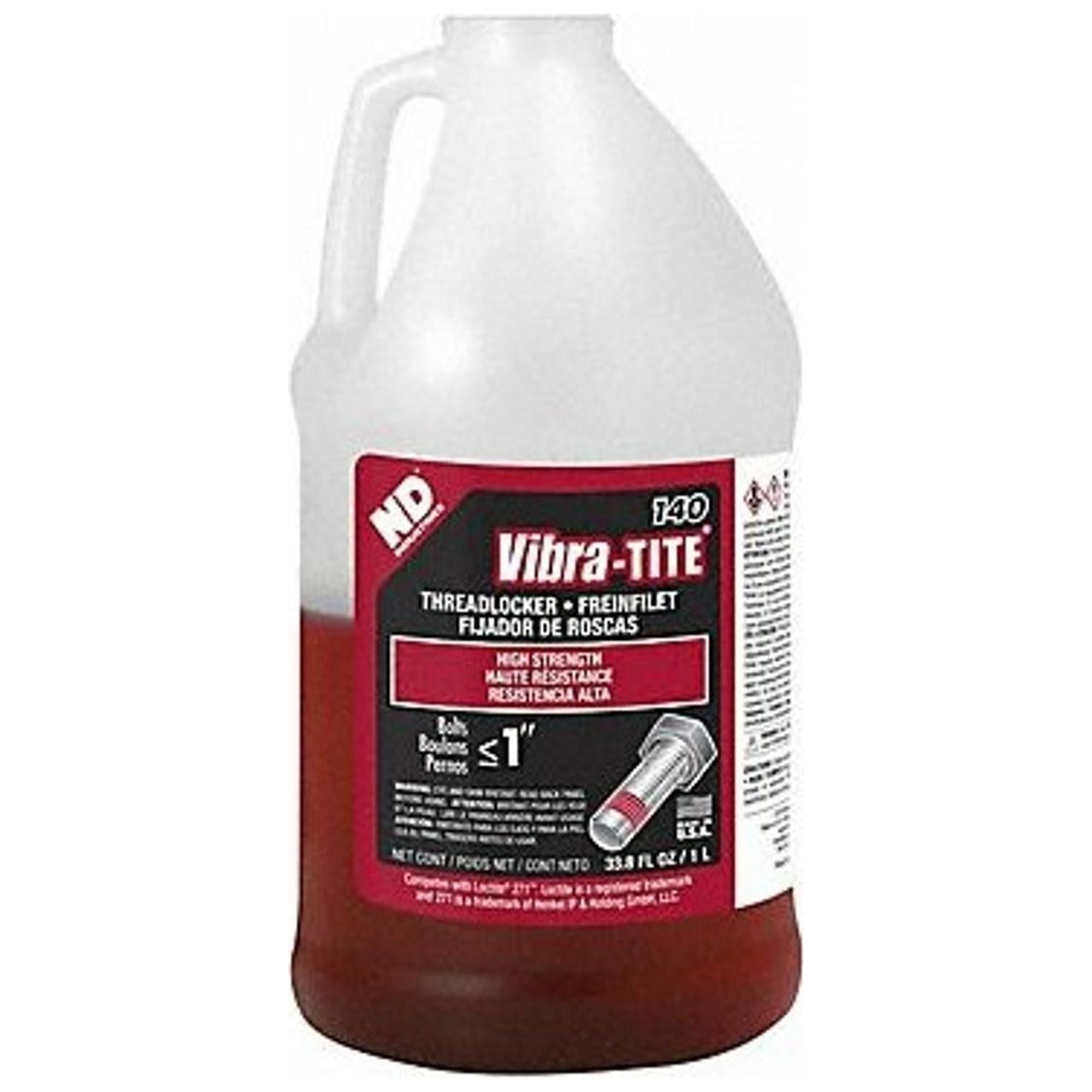 Threadlocker, VIBRA-TITE 140, Red, High Strength, Liquid, 1L Bottle ...