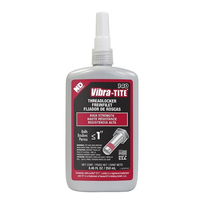 Threadlocker, VIBRA-TITE 140, Red, High Strength, Liquid, 250 mL Bottle ...