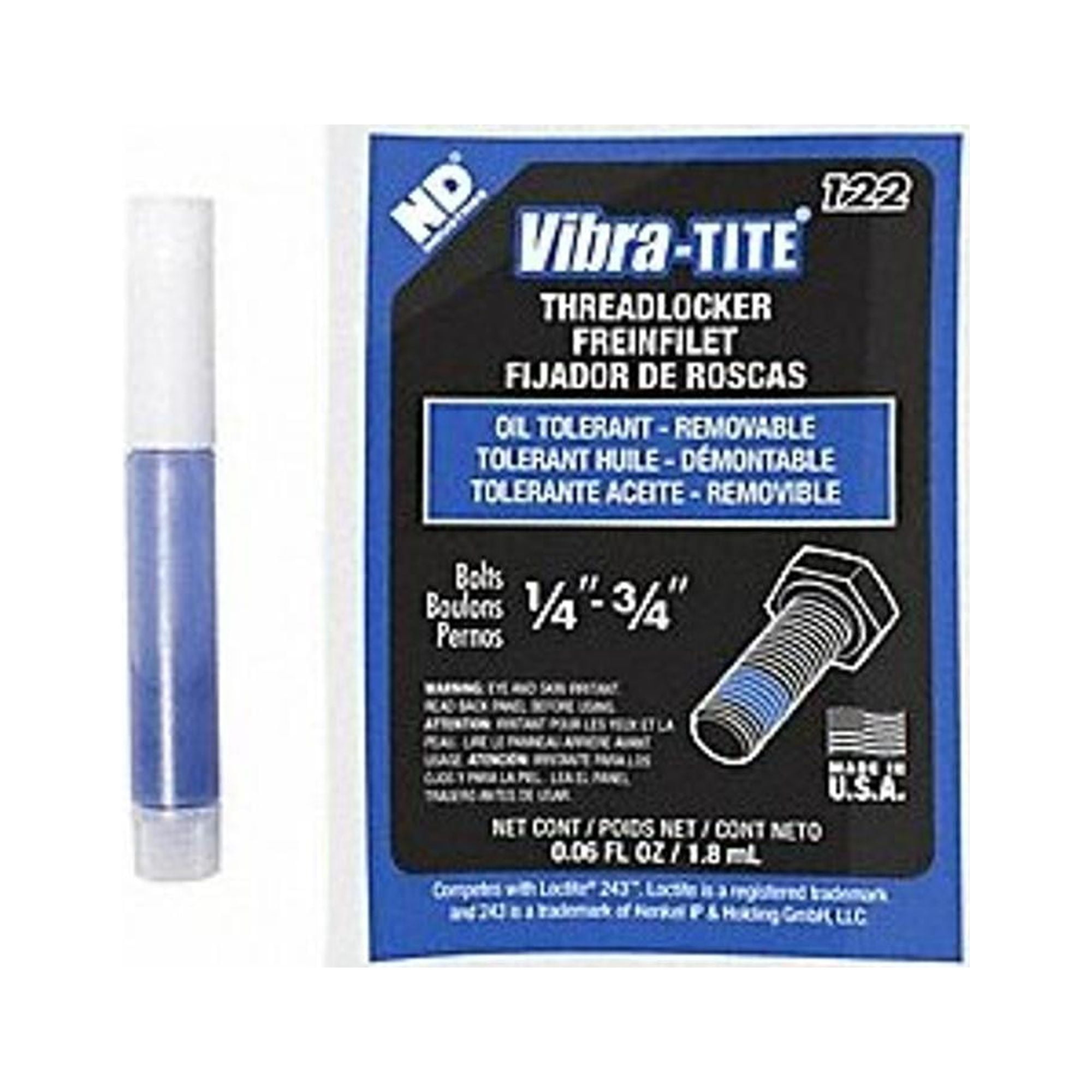 Vibra-Tite Threadlocker,Blue,Gap 0.010",2mL 12202 - Walmart.com