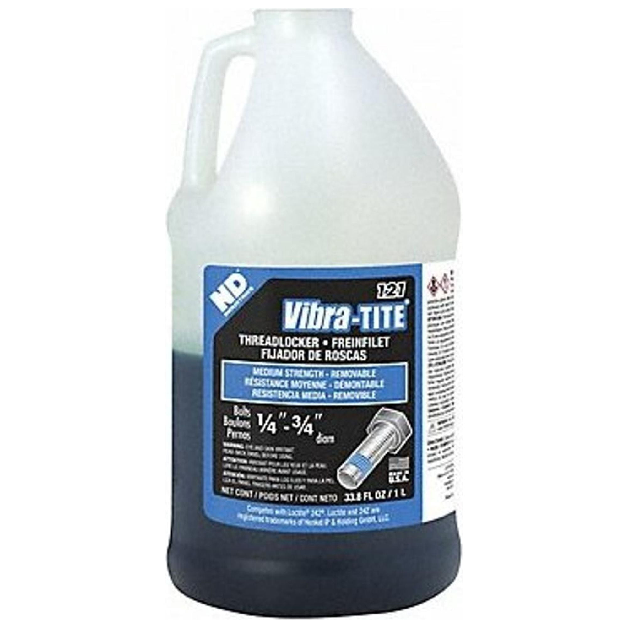 Threadlocker, VIBRA-TITE 121, Blue, Medium Strength, Liquid, 1 L Bottle ...