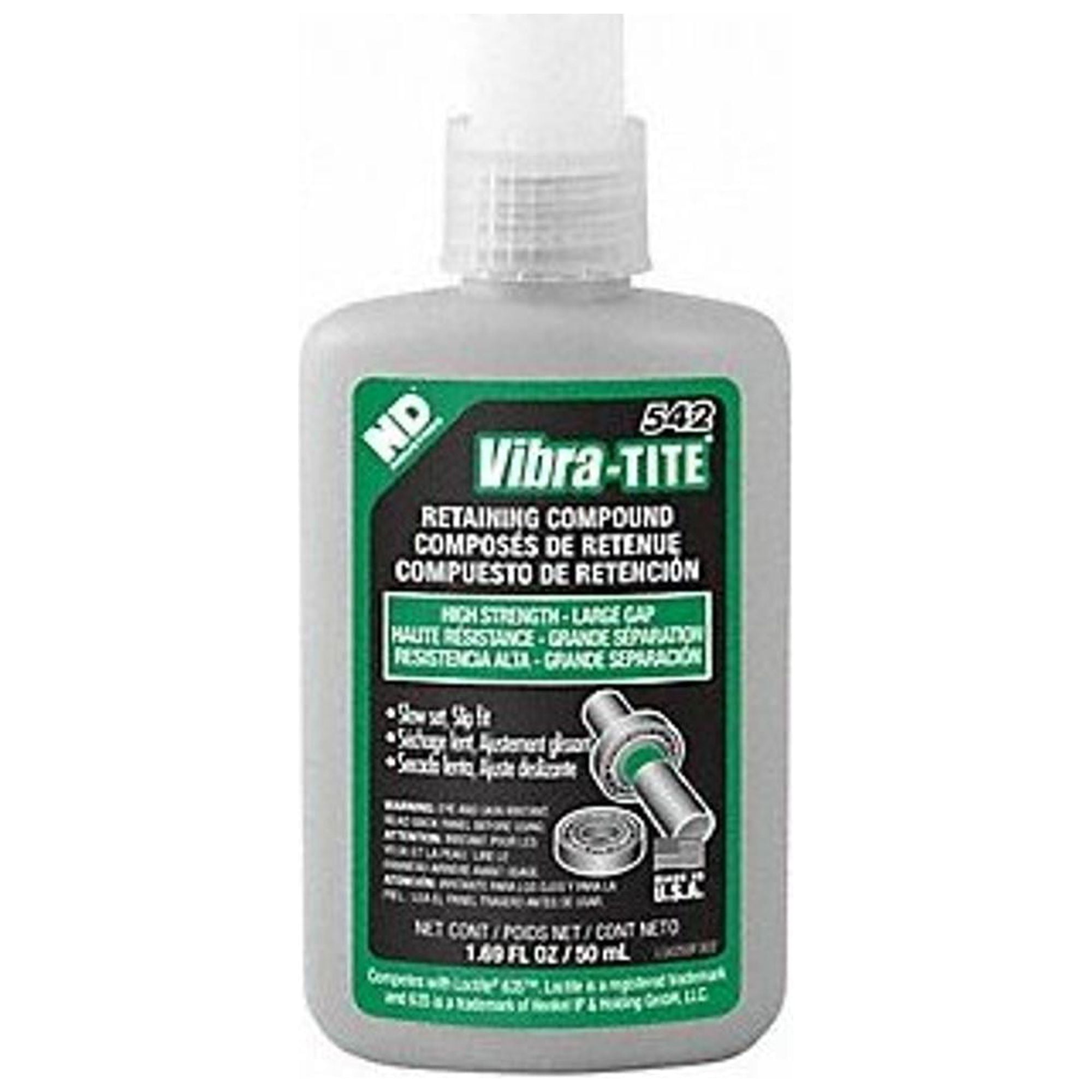 Vibra-Tite Retaining Compound, 542 Series, Green, Liquid, 50ml, Bottle ...