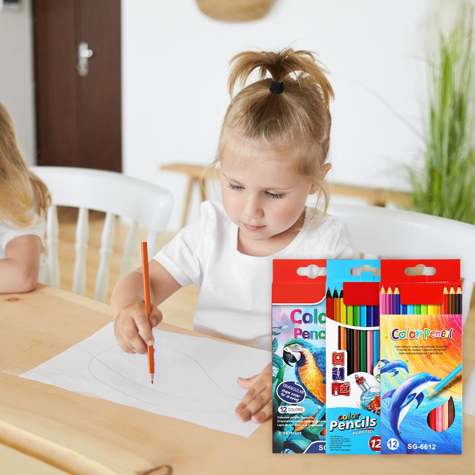 Vibrant 12-Color Wood-Free Art Pencils Set with Smooth Oil-Based Cores ...