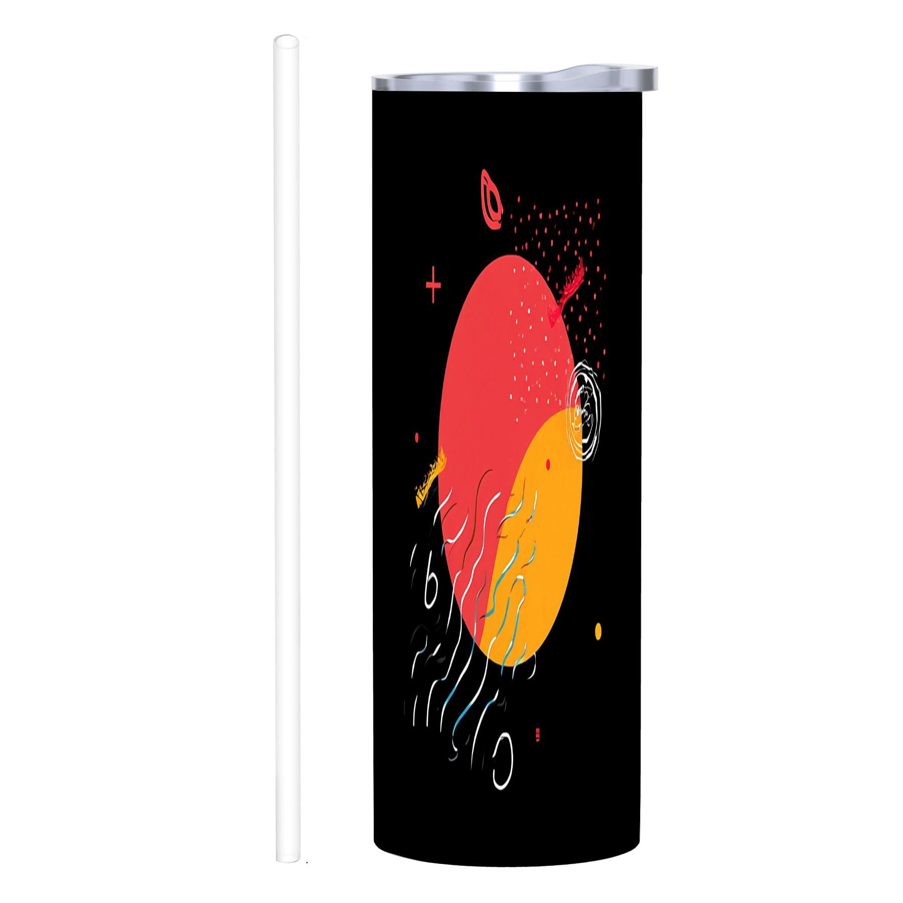 Vibrant 20 oz Stainless Steel Insulated Tumbler with Bold Red & Yellow ...
