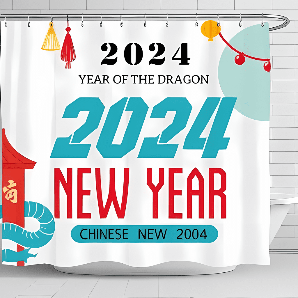 Vibrant 2024 Chinese New Year Shower Curtain - Year of the Dragon ...