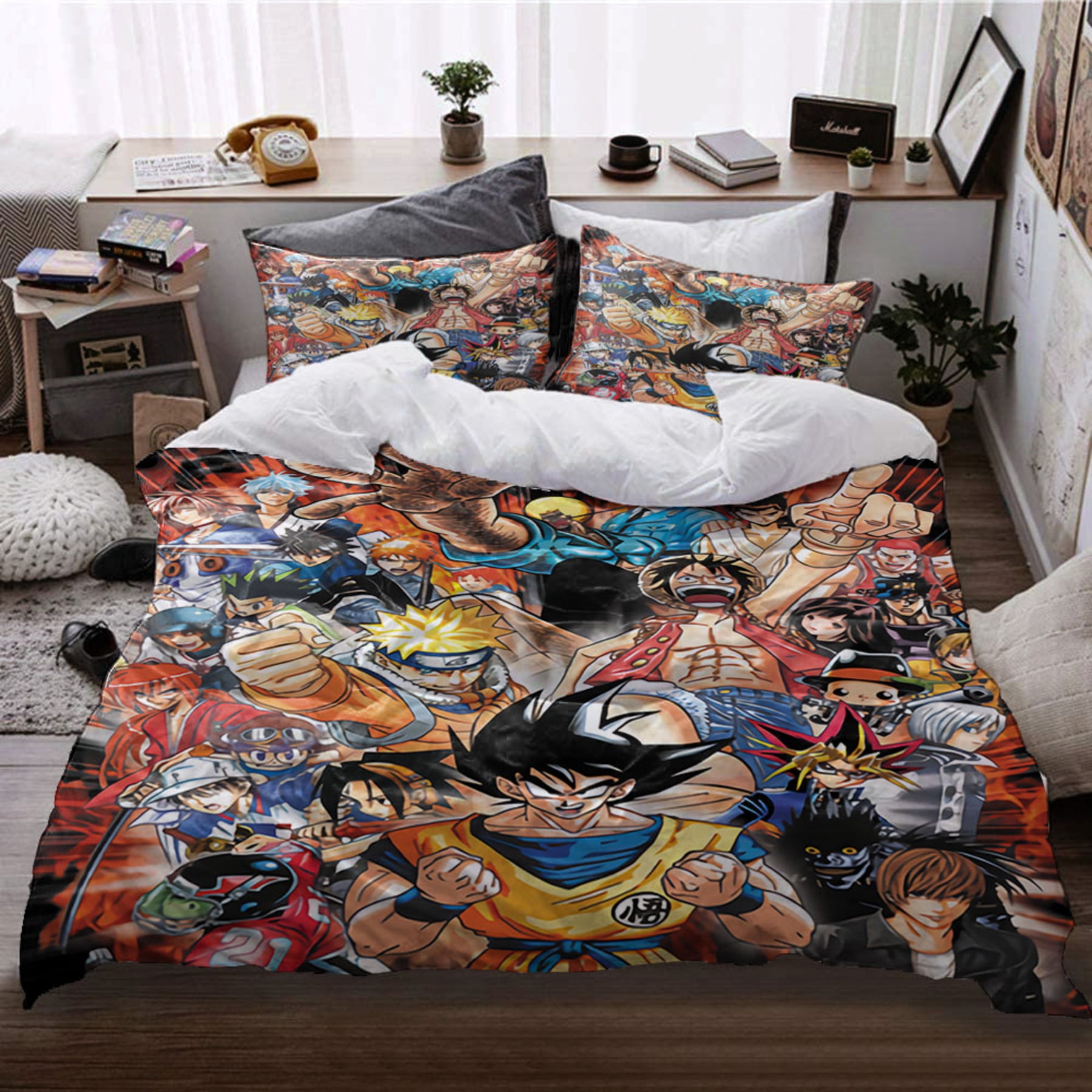 Vibrant 3-Piece Anime Duvet Cover Set - Featuring & More - Colorful ...