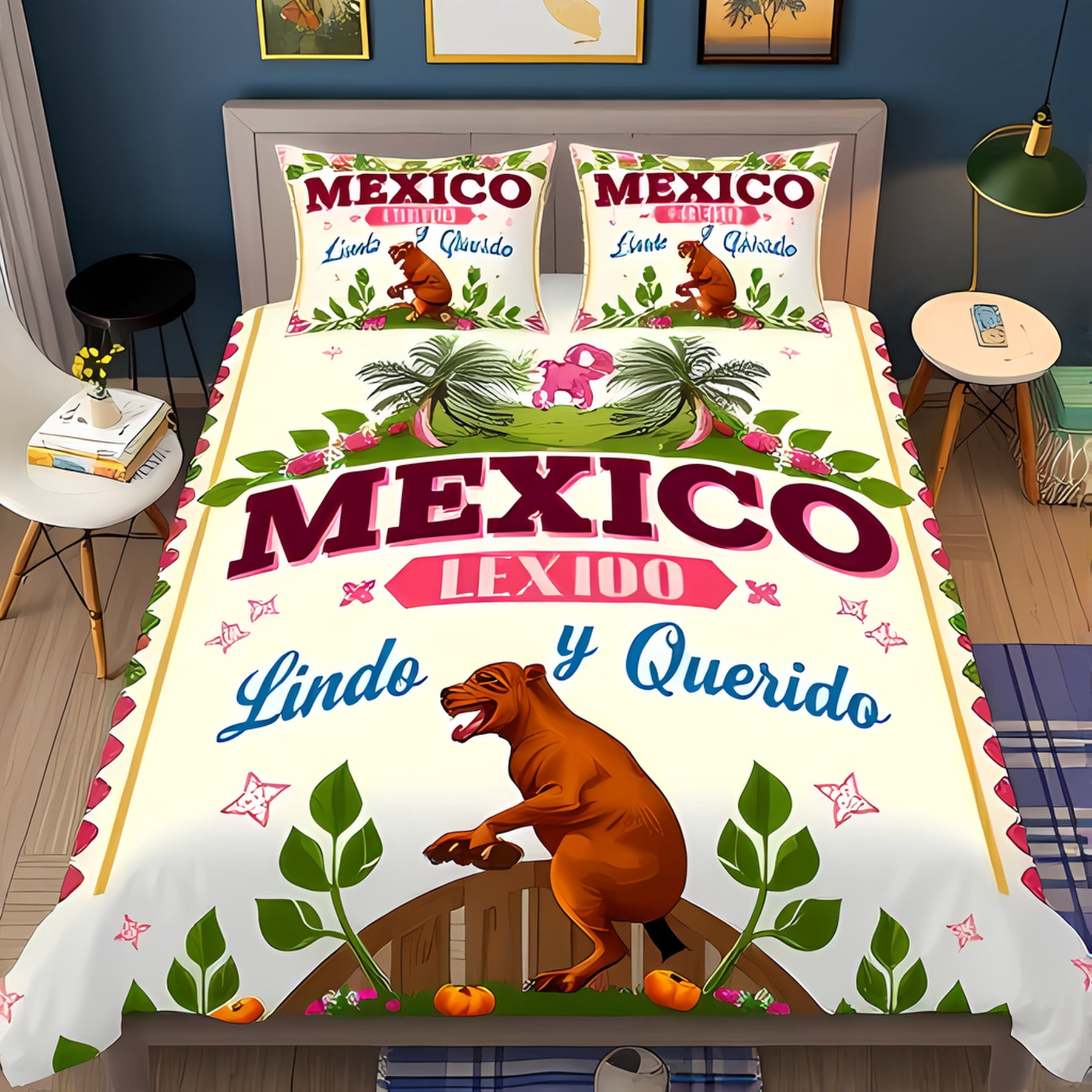 Vibrant 3-Piece Bedding Set: Duvet Cover & Pillowcases with Mexico ...