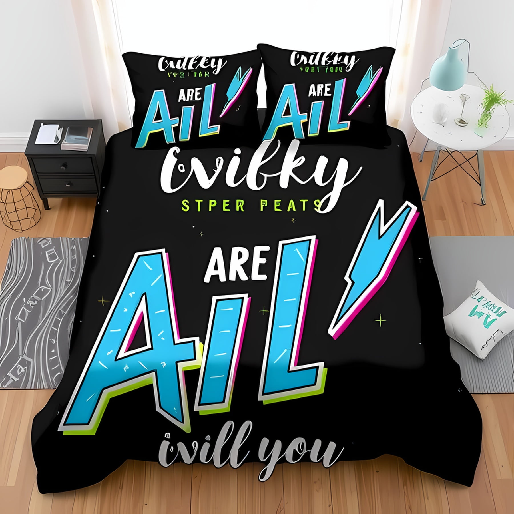 Vibrant 3-Piece Duvet Cover & Pillowcase Set - Bold Graphic Design ...