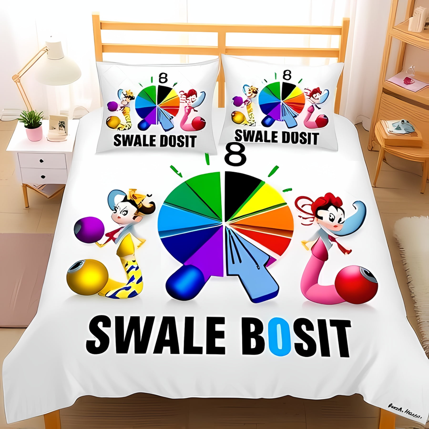 Vibrant 3-Piece Duvet Cover & Pillowcase Set with Colorful Pie Chart ...