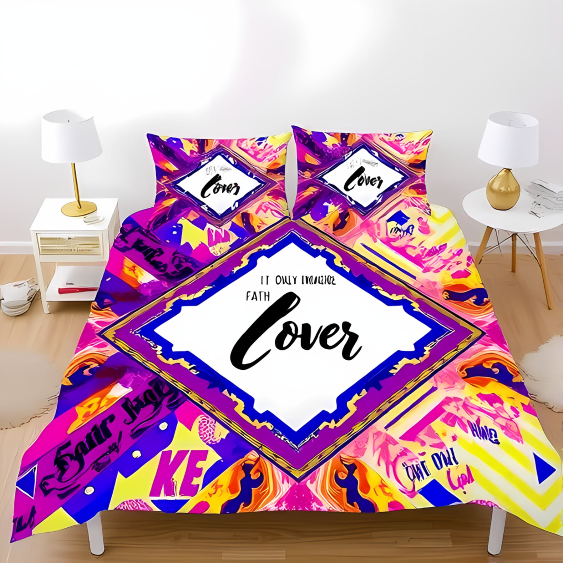 Vibrant 3-Piece Duvet Cover Set - Bold Colors & Motivational Designs ...