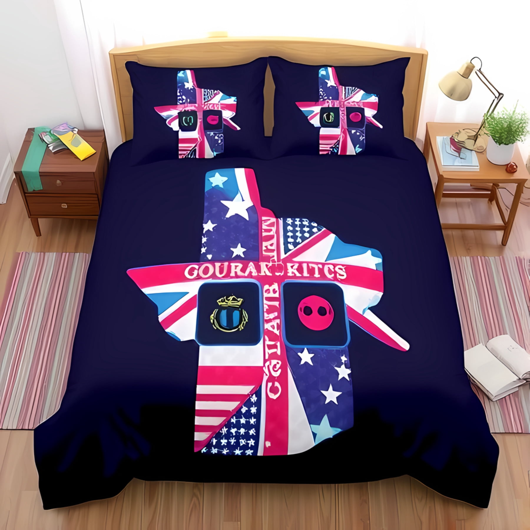 Vibrant 3-Piece Duvet Cover Set - Bold Patriotic Design with UK & US ...