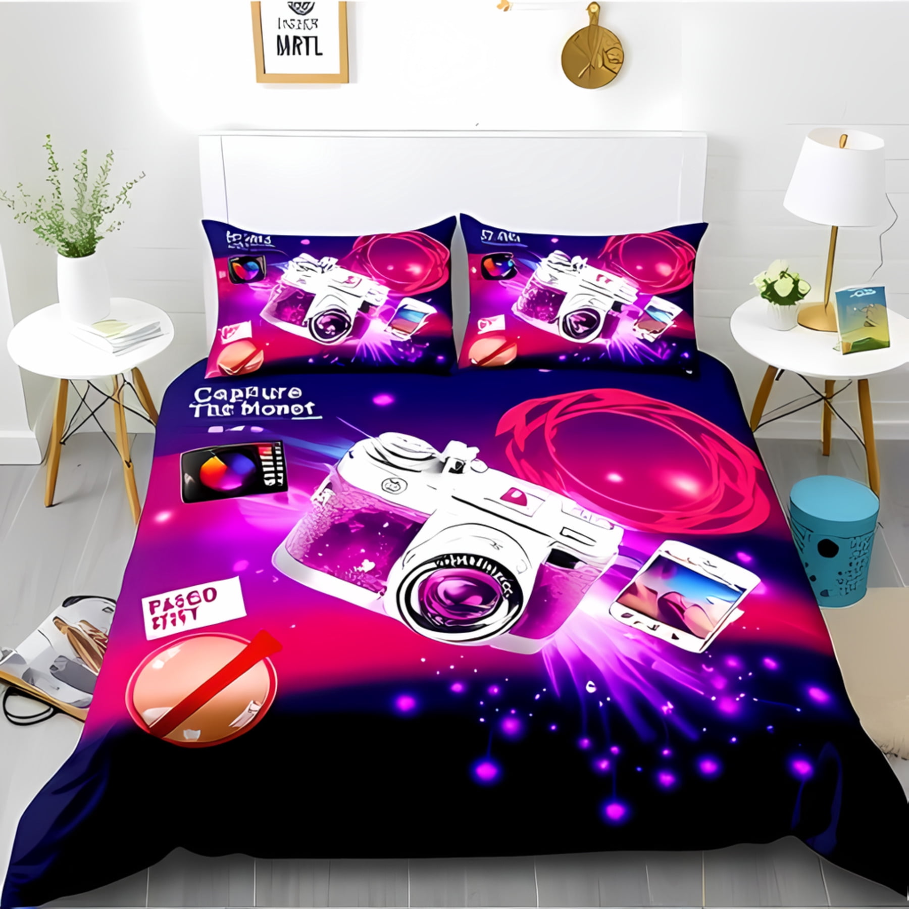Vibrant 3-Piece Duvet Cover Set - Capture The Moment with Classic ...