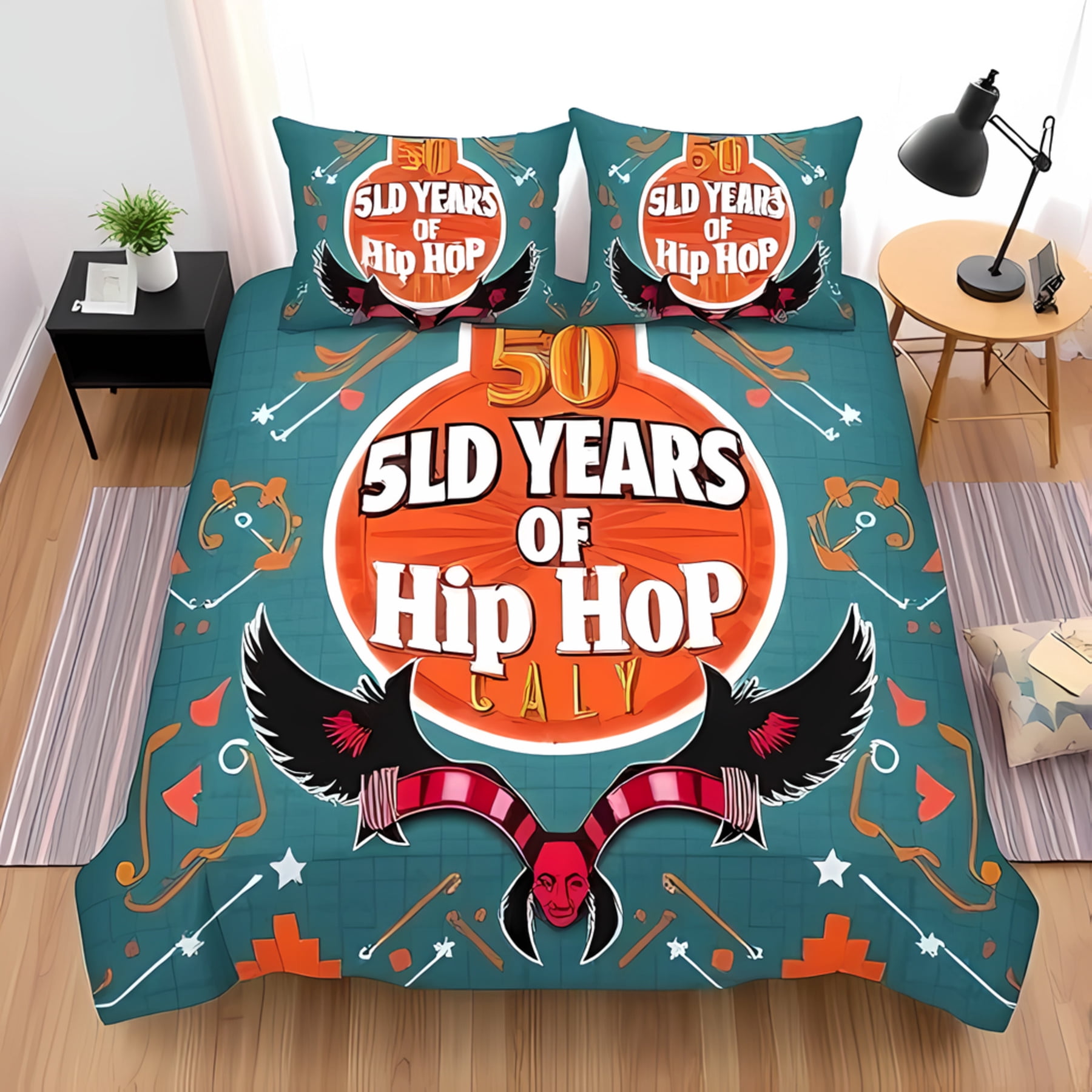 Vibrant 3-Piece Duvet Cover Set - Celebrating 50 Years of Hip Hop with ...