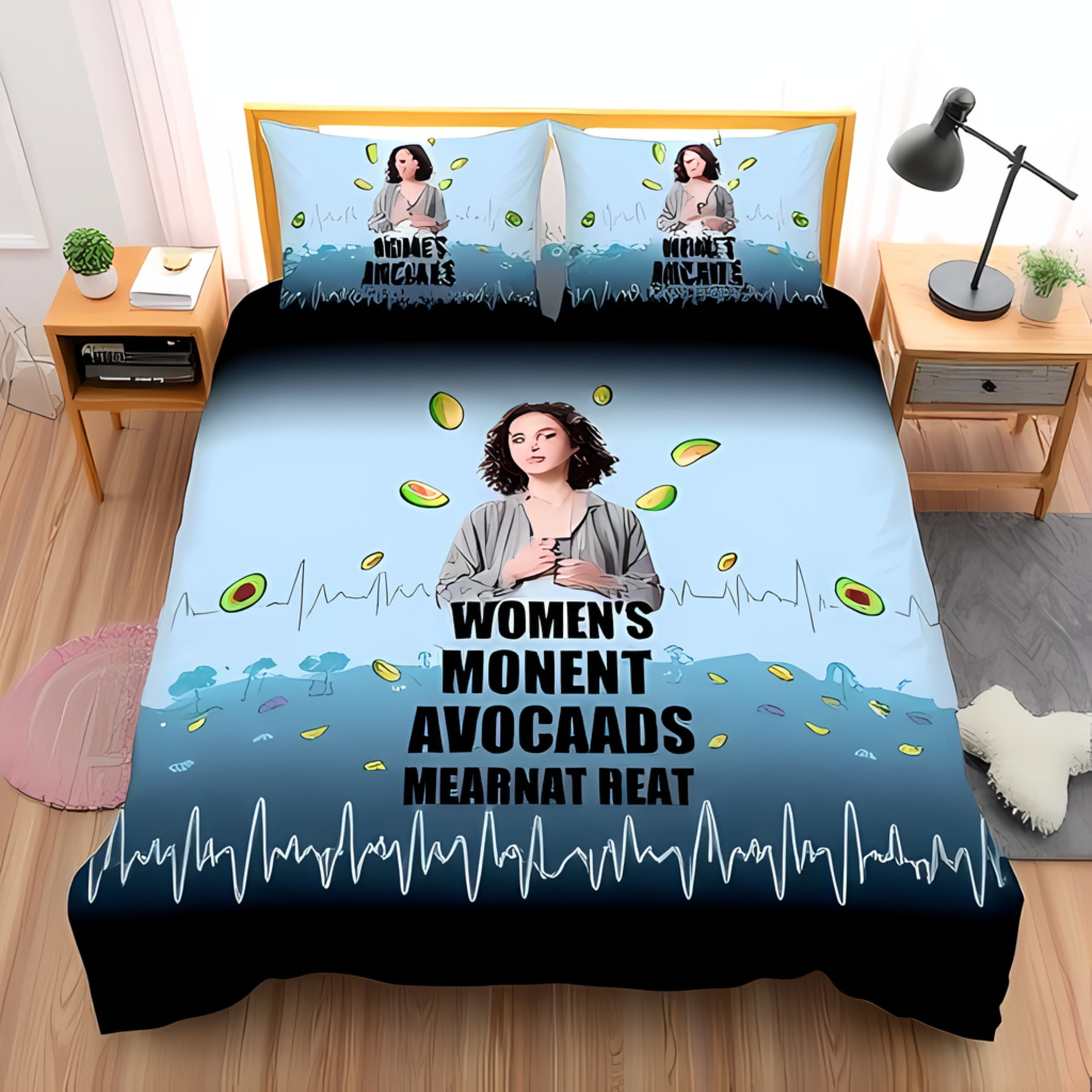 Vibrant 3-Piece Duvet Cover Set - Modern Playful Design with Heartbeat ...