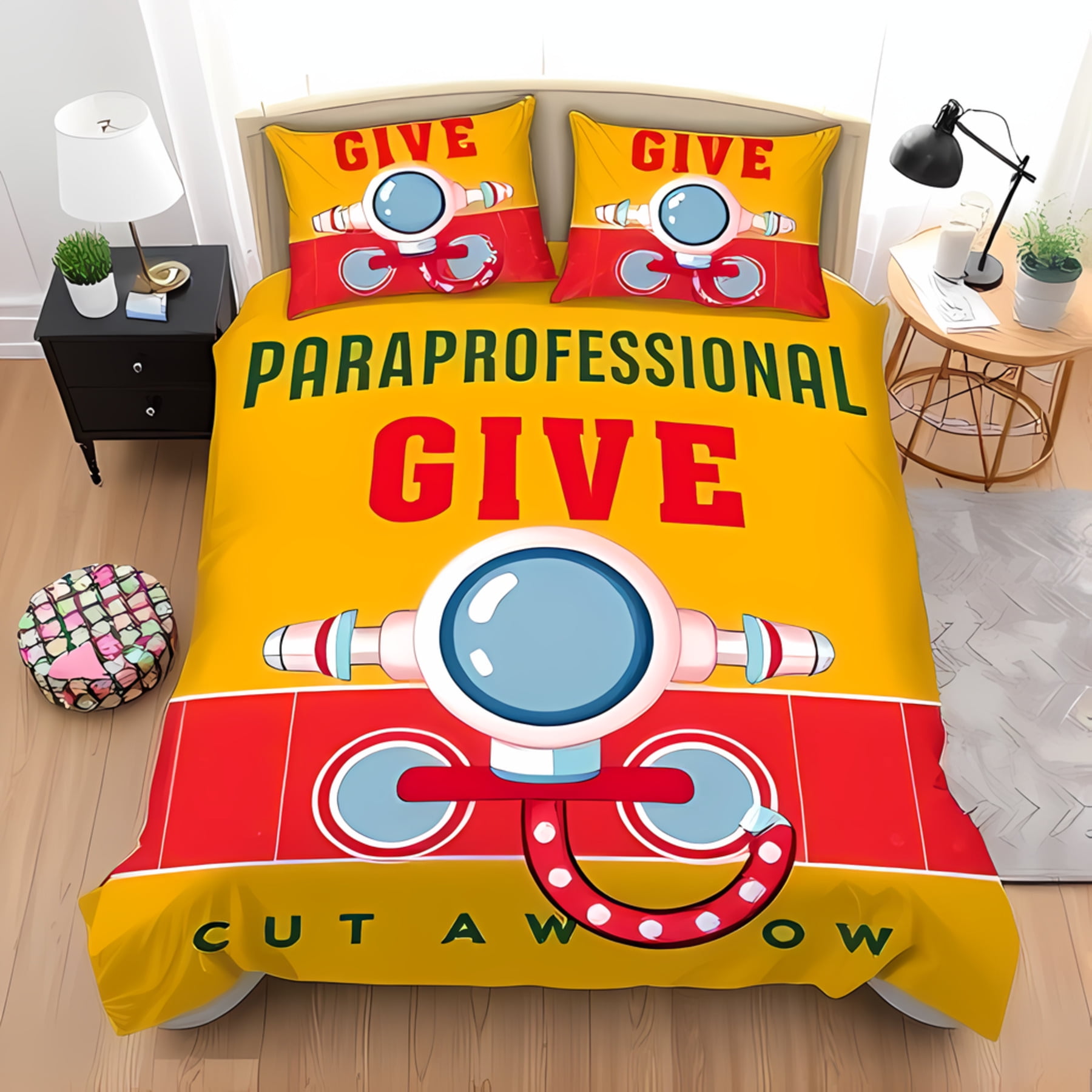 Vibrant 3-Piece Duvet Cover Set - Playful Space Themed Design with ...