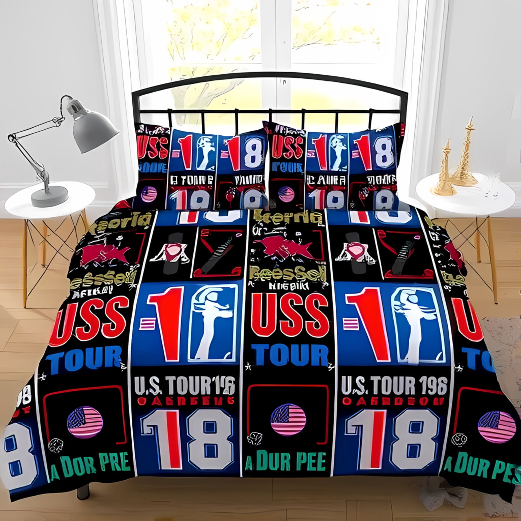 Vibrant 3-Piece Duvet Cover Set with 1980s Concert Tour Design Bold ...