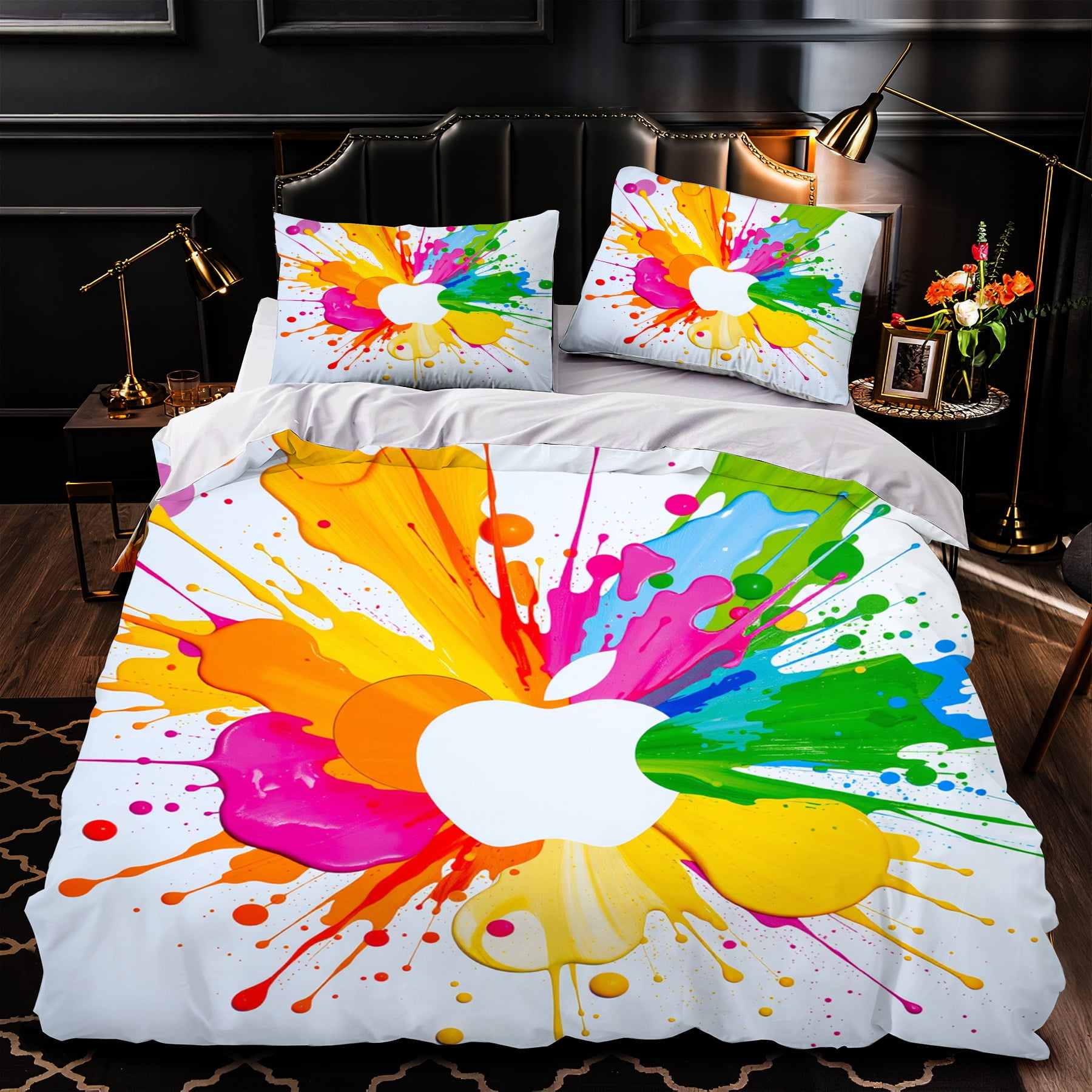 Vibrant 3-Piece Duvet Cover Set with Abstract Splash Design - Colorful ...
