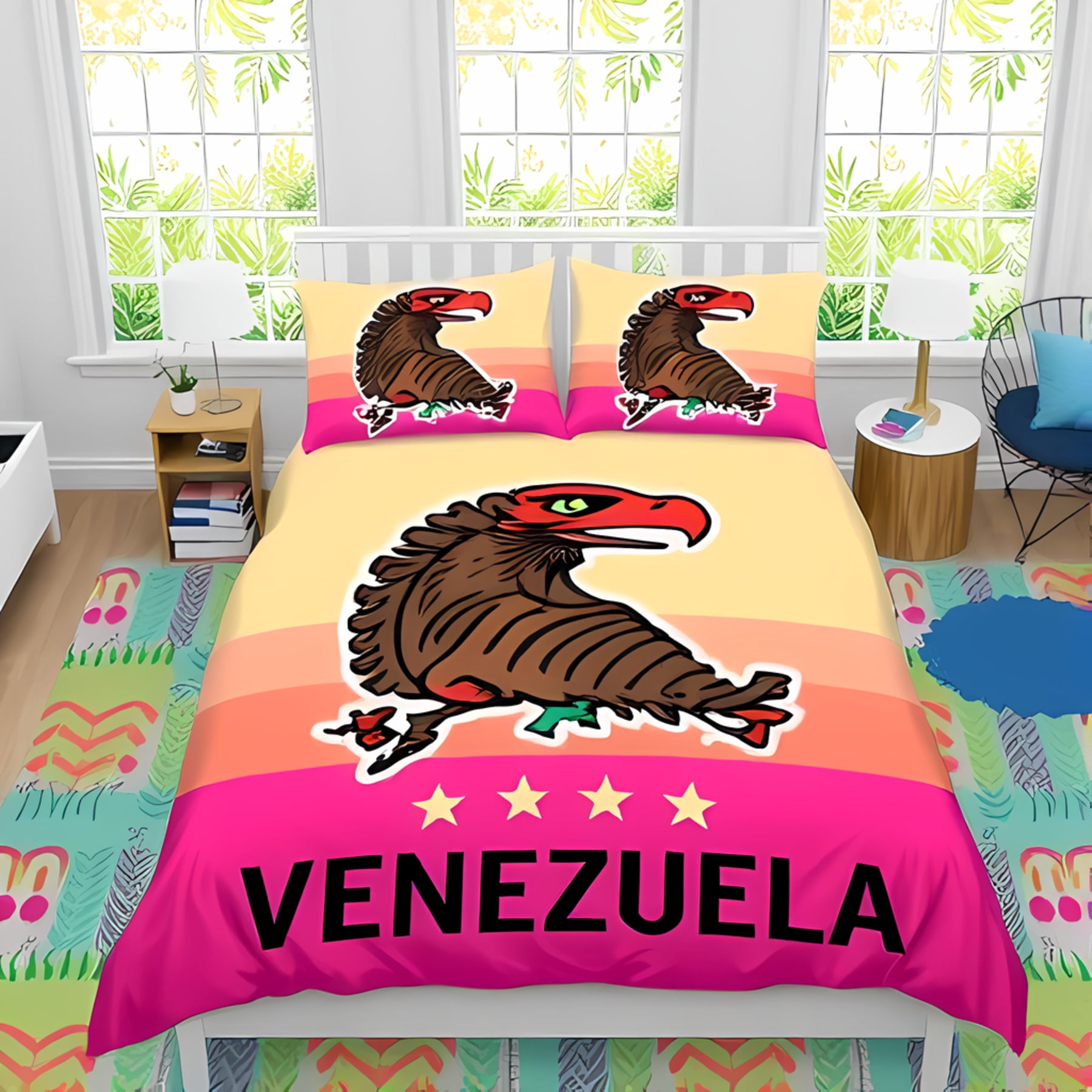 Vibrant 3-Piece Duvet Cover Set with Andean Design Bold Venezuelan ...