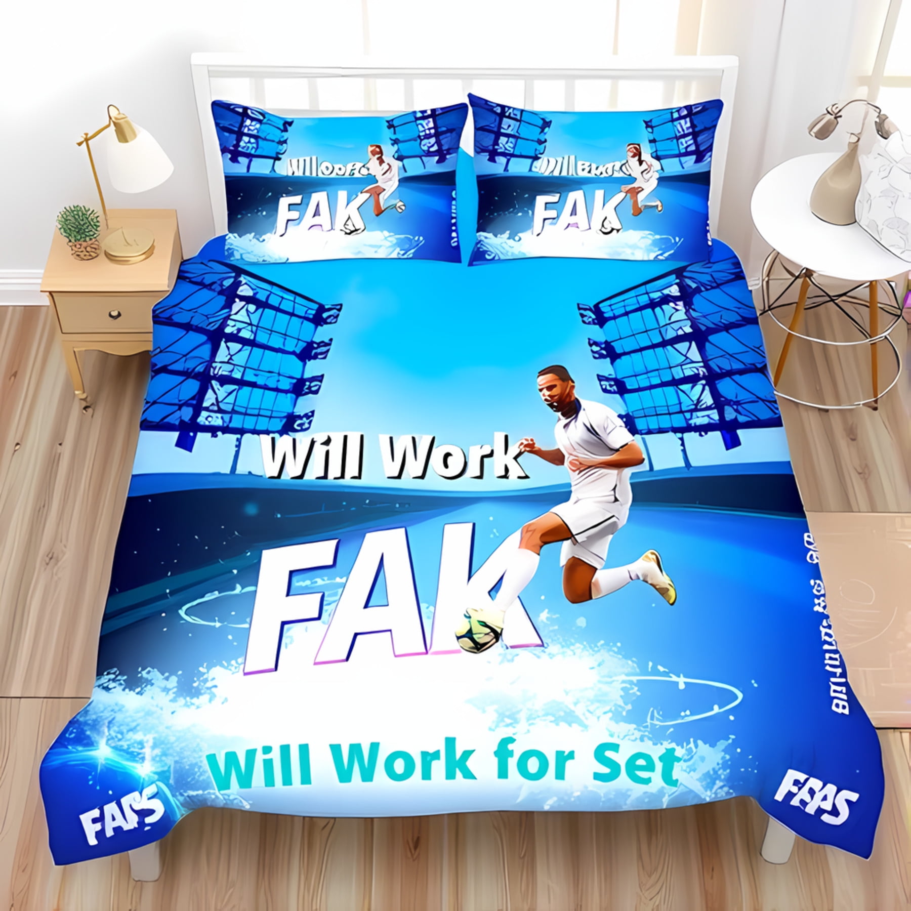 Vibrant 3-Piece Duvet Cover Set with Athletic Design Bold 'FAK' Text ...
