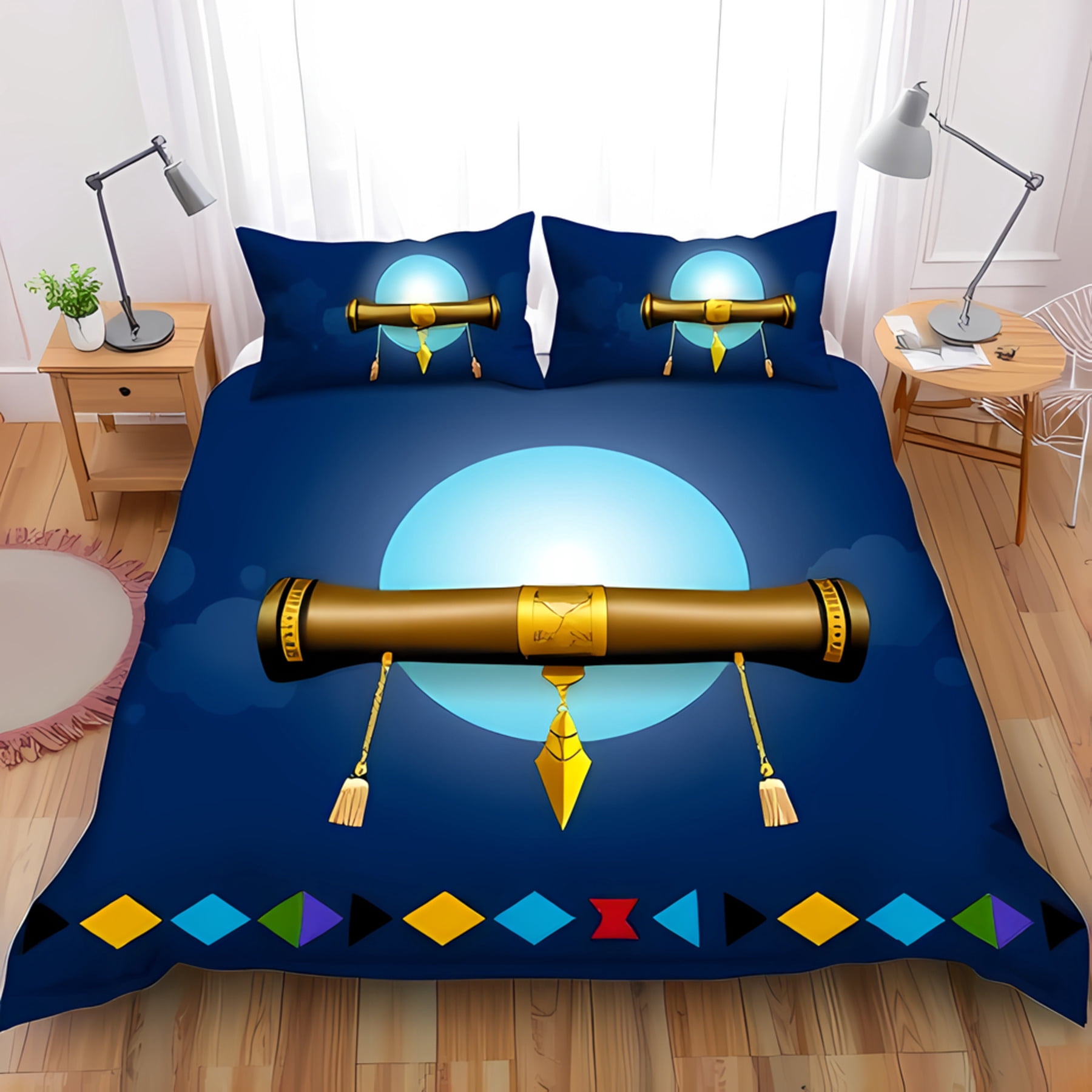 Vibrant 3-Piece Duvet Cover Set with Bold Artistic Scroll Design Deep ...