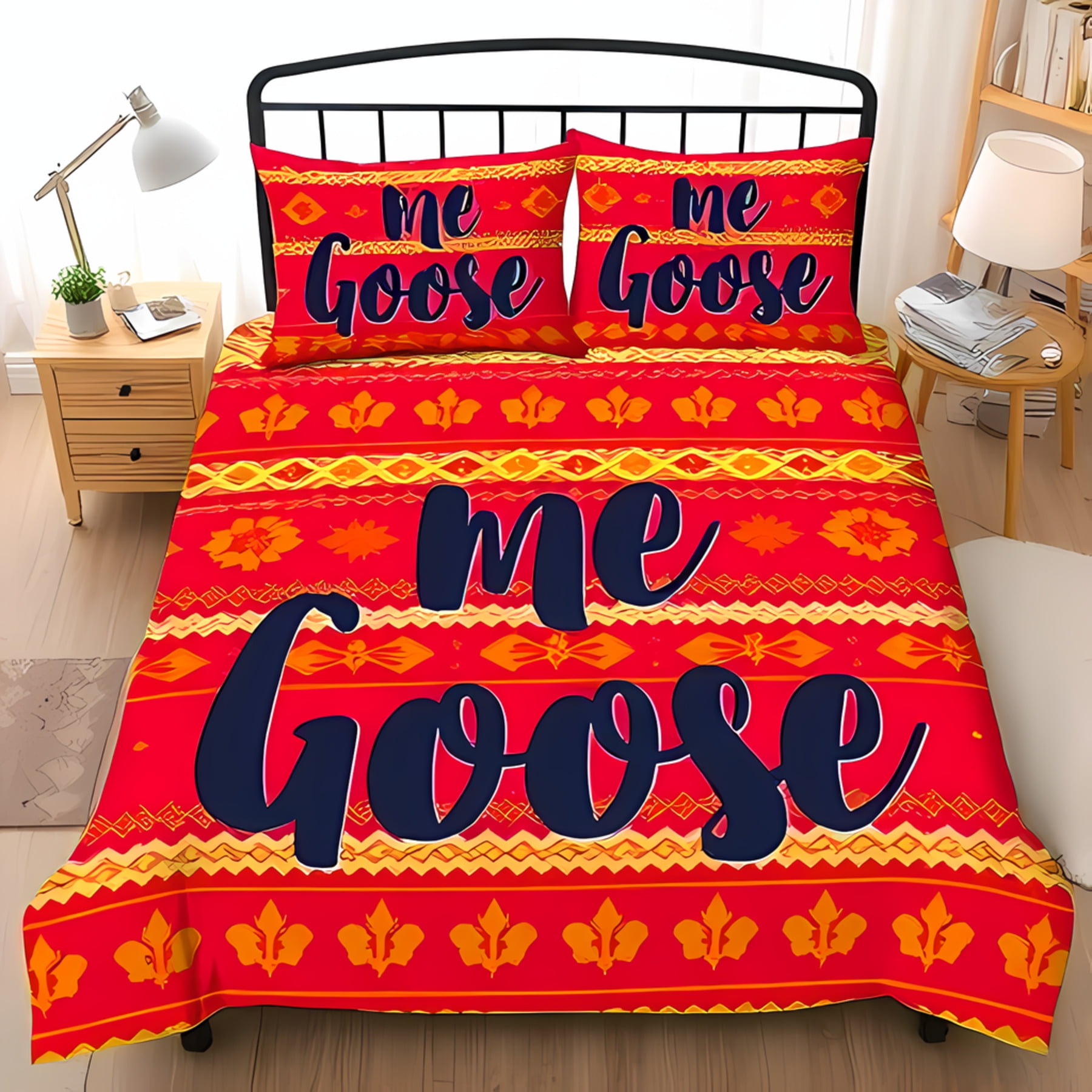 Vibrant 3-Piece Duvet Cover Set with Bold Geometric Pattern in Red ...