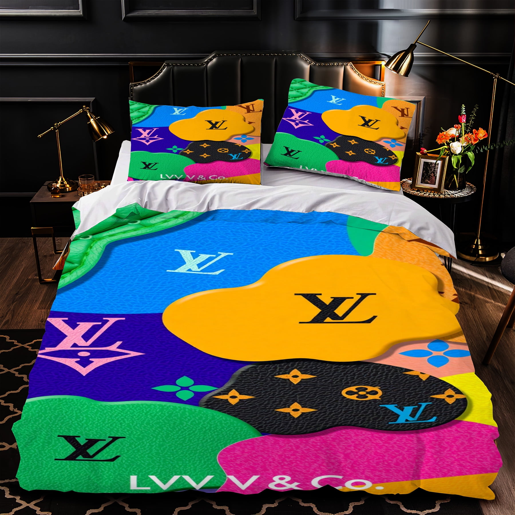 Vibrant 3-Piece Duvet Cover Set with Bold Pattern Colorful Shapes ...