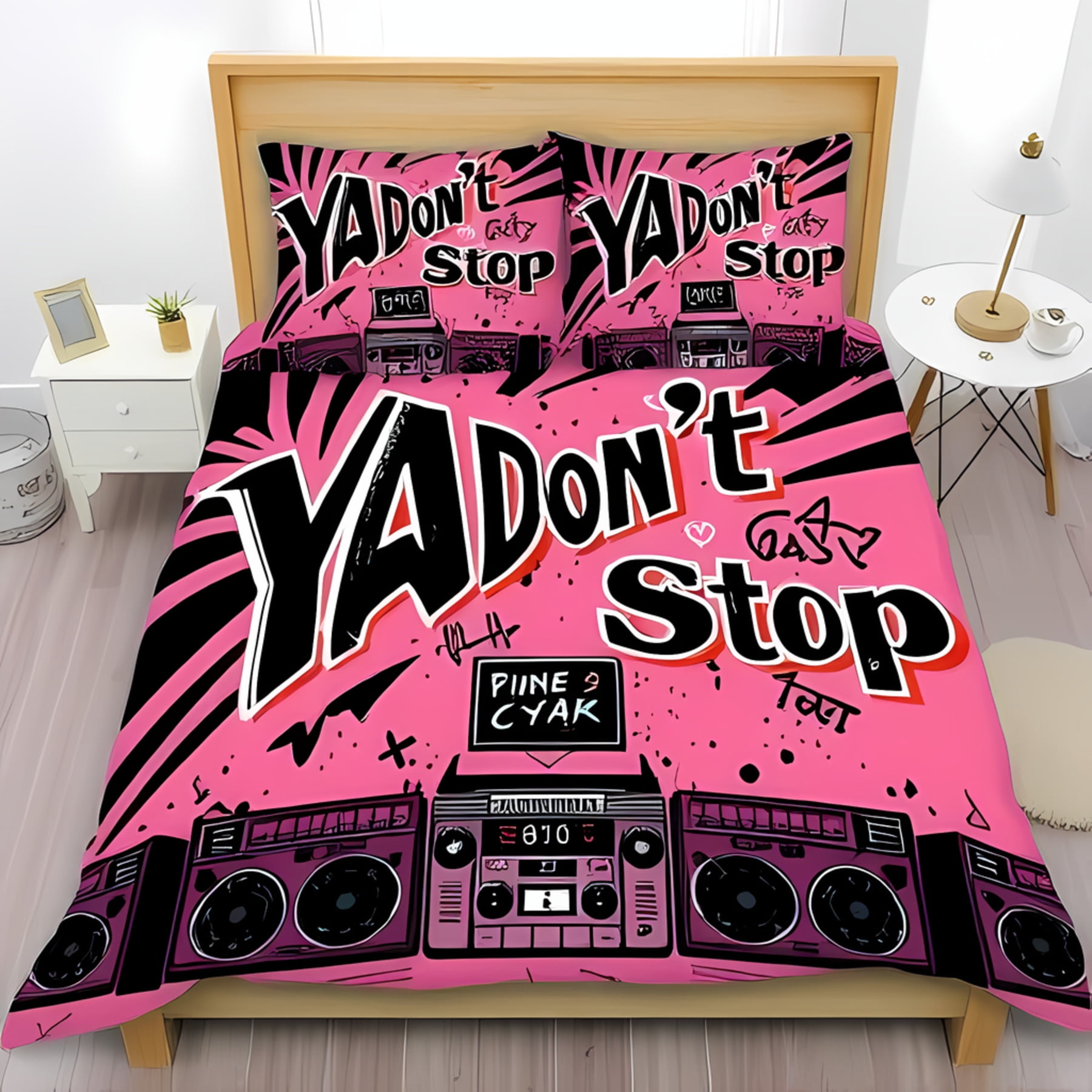 Vibrant 3-Piece Duvet Cover Set with Bold Pink Color Playful 'YADon’t ...