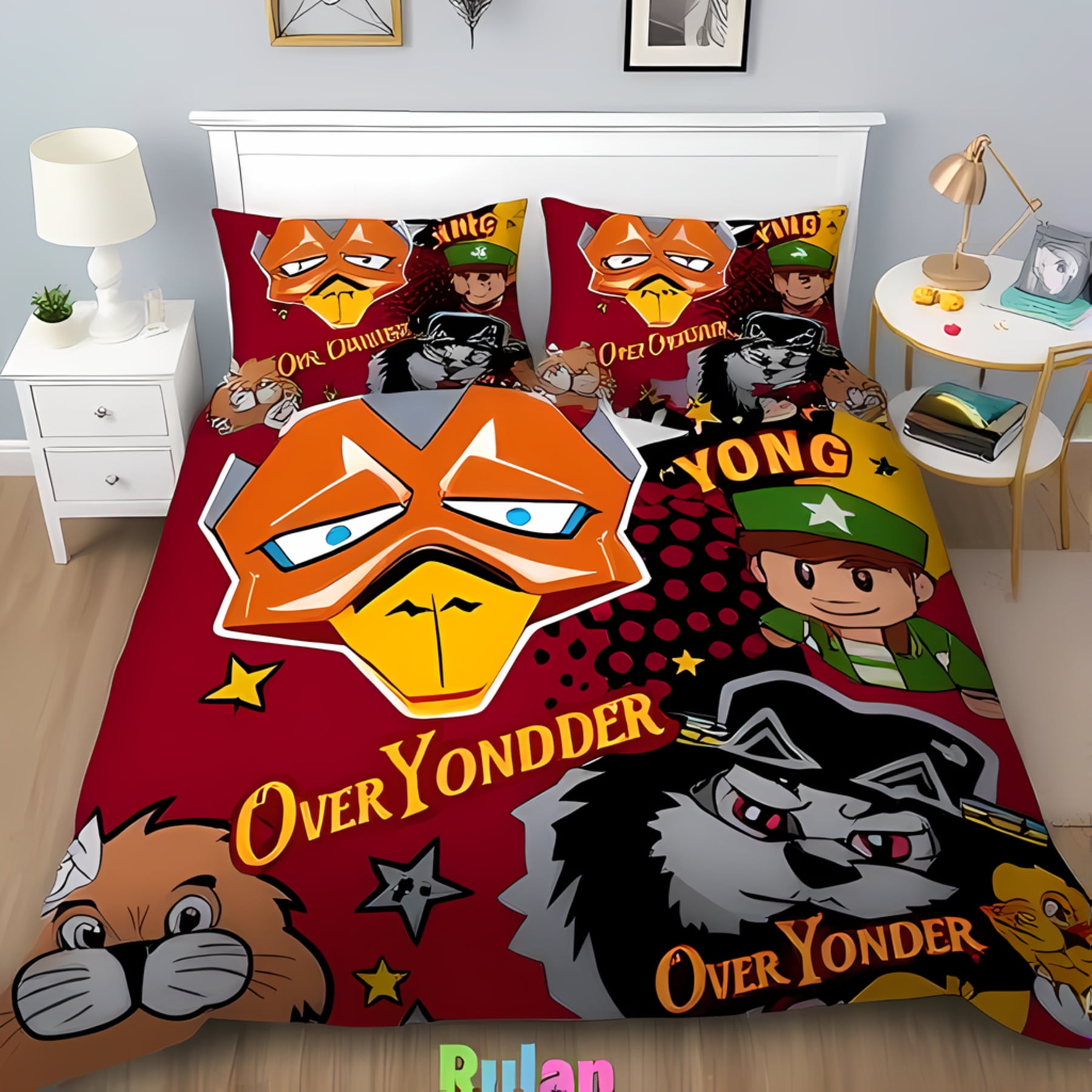 Vibrant 3-Piece Duvet Cover Set with Cartoon Characters in Uniforms on ...