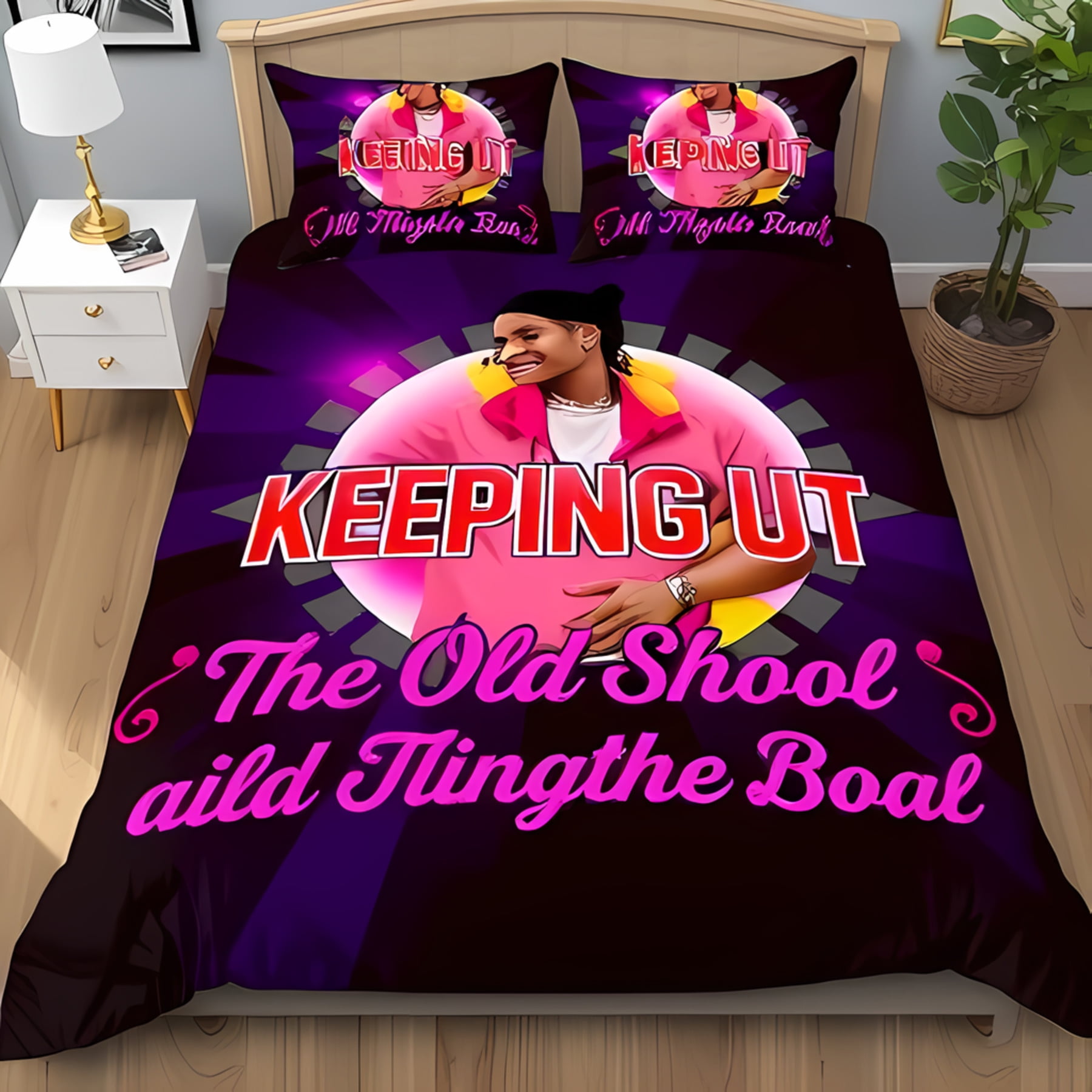 Vibrant 3-Piece Duvet Cover Set with Colorful Central Design of Person ...