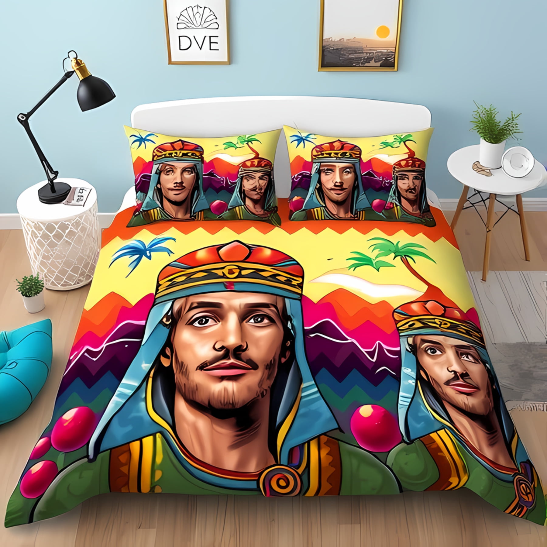 Vibrant 3-Piece Duvet Cover Set with Ethnic Motifs & Tree Design - Bold ...