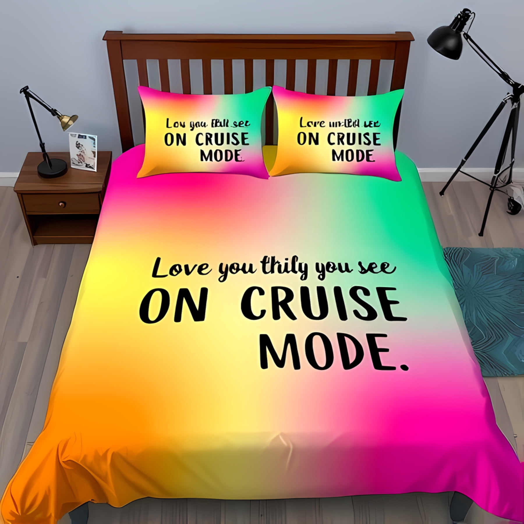 Vibrant 3-Piece Duvet Cover Set with Gradient Purple to Orange Colors ...