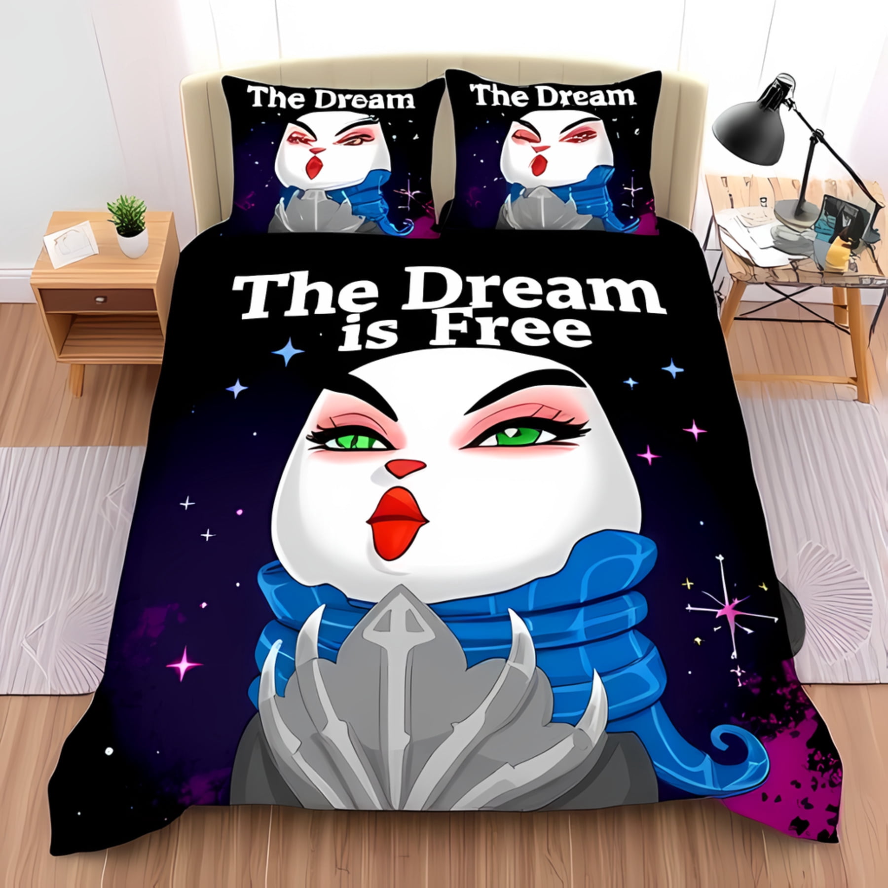 Vibrant 3-Piece Duvet Cover Set with Whimsical Character Design & "The ...