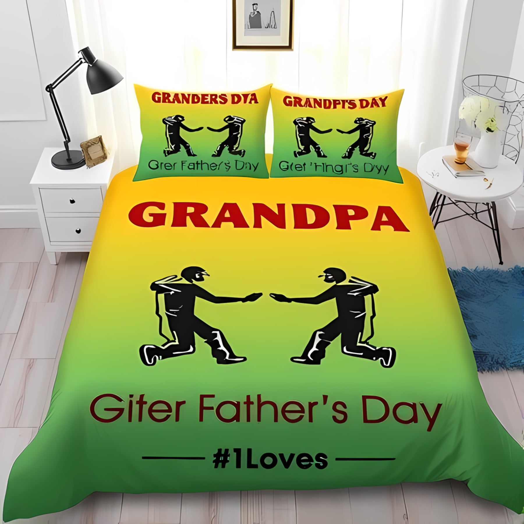 Vibrant 3-Piece Duvet Cover Set with Yellow and Green Gradient Bold ...