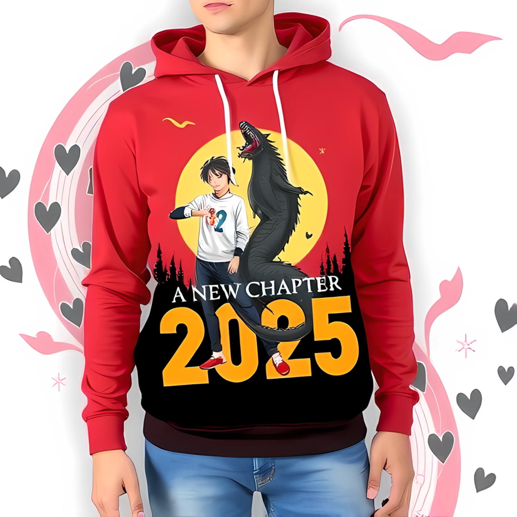 Vibrant 3D Anime Hoodie 2025 - Boy & Mythical Creature Design with ...