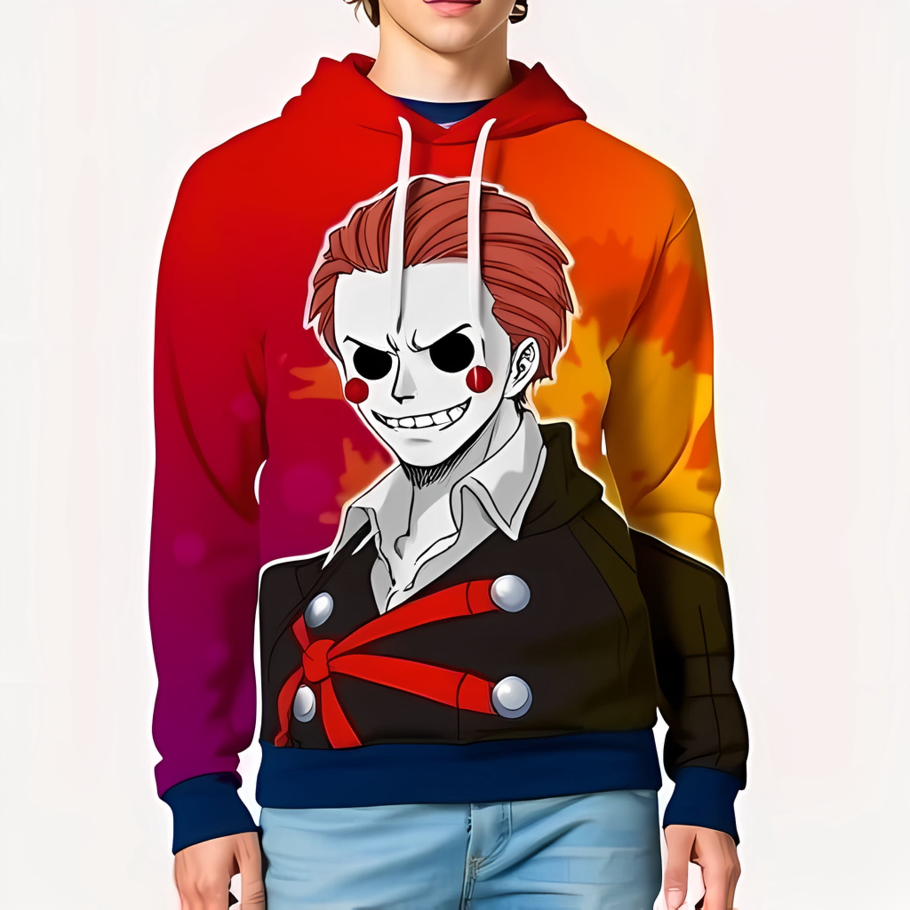 Vibrant 3D Anime Hoodie with Character Design Gradient Colors and Bold ...