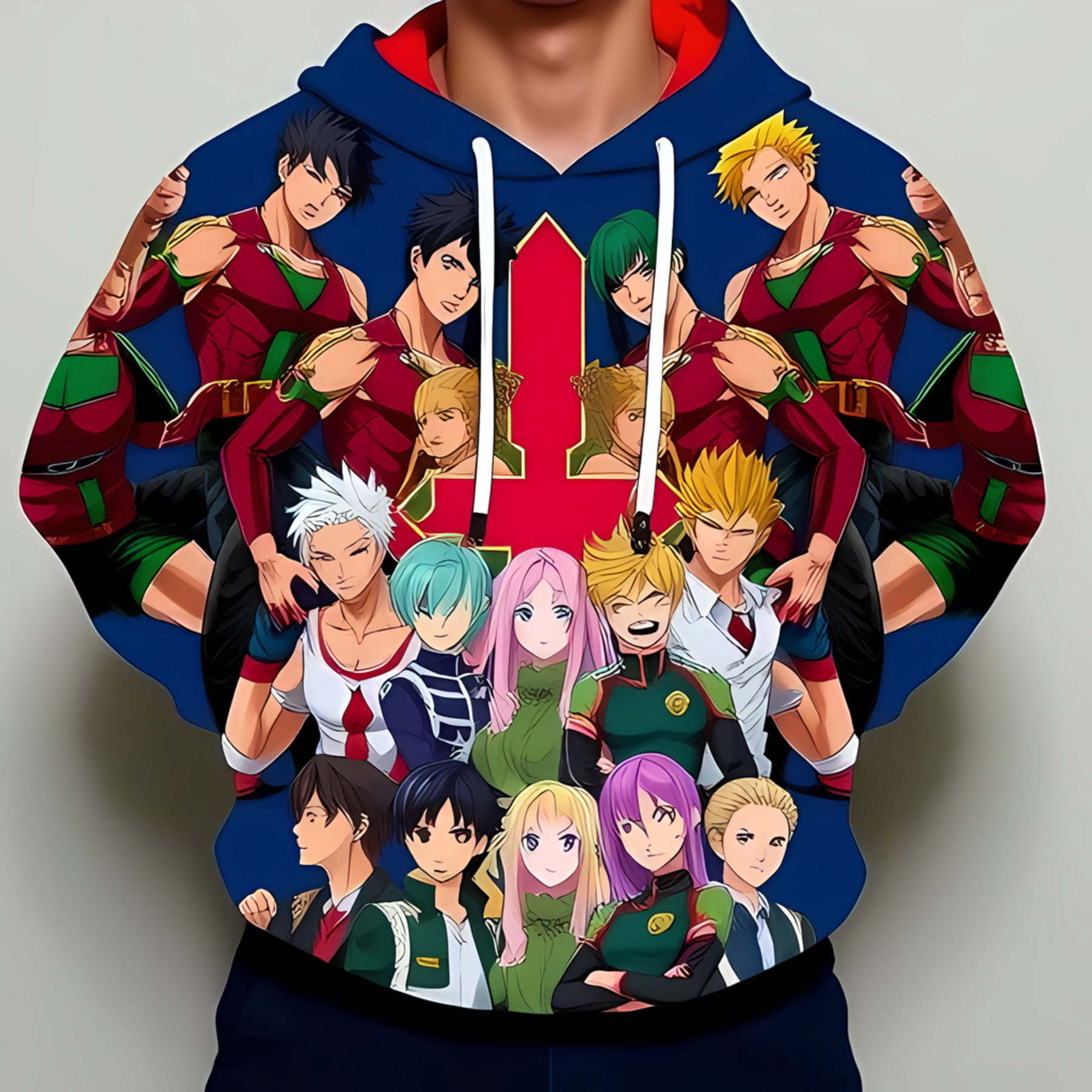 Vibrant 3D Anime Hoodie with Diverse Characters and Design Stylish for ...