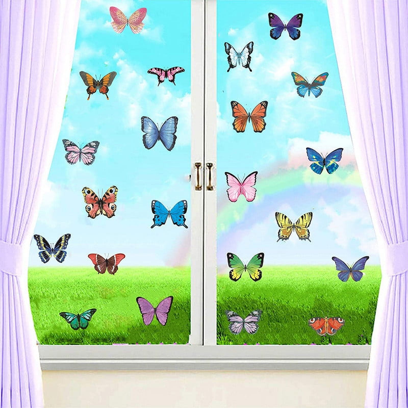 Vibrant 3D Butterfly Window Stickers Spring Seasonal Decals for Glass ...