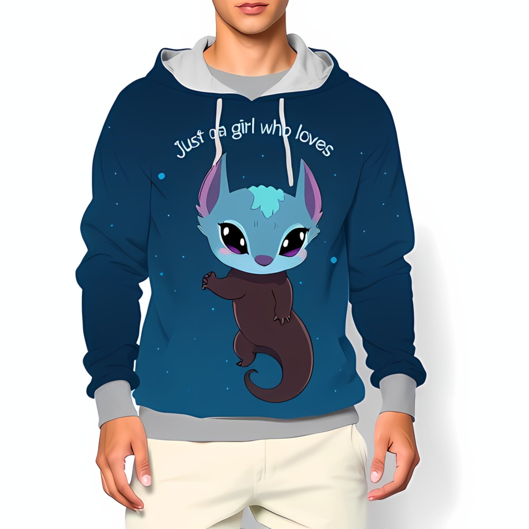 Vibrant 3D Cartoon Creature Hoodie - Playful Design Lavender Accents ...