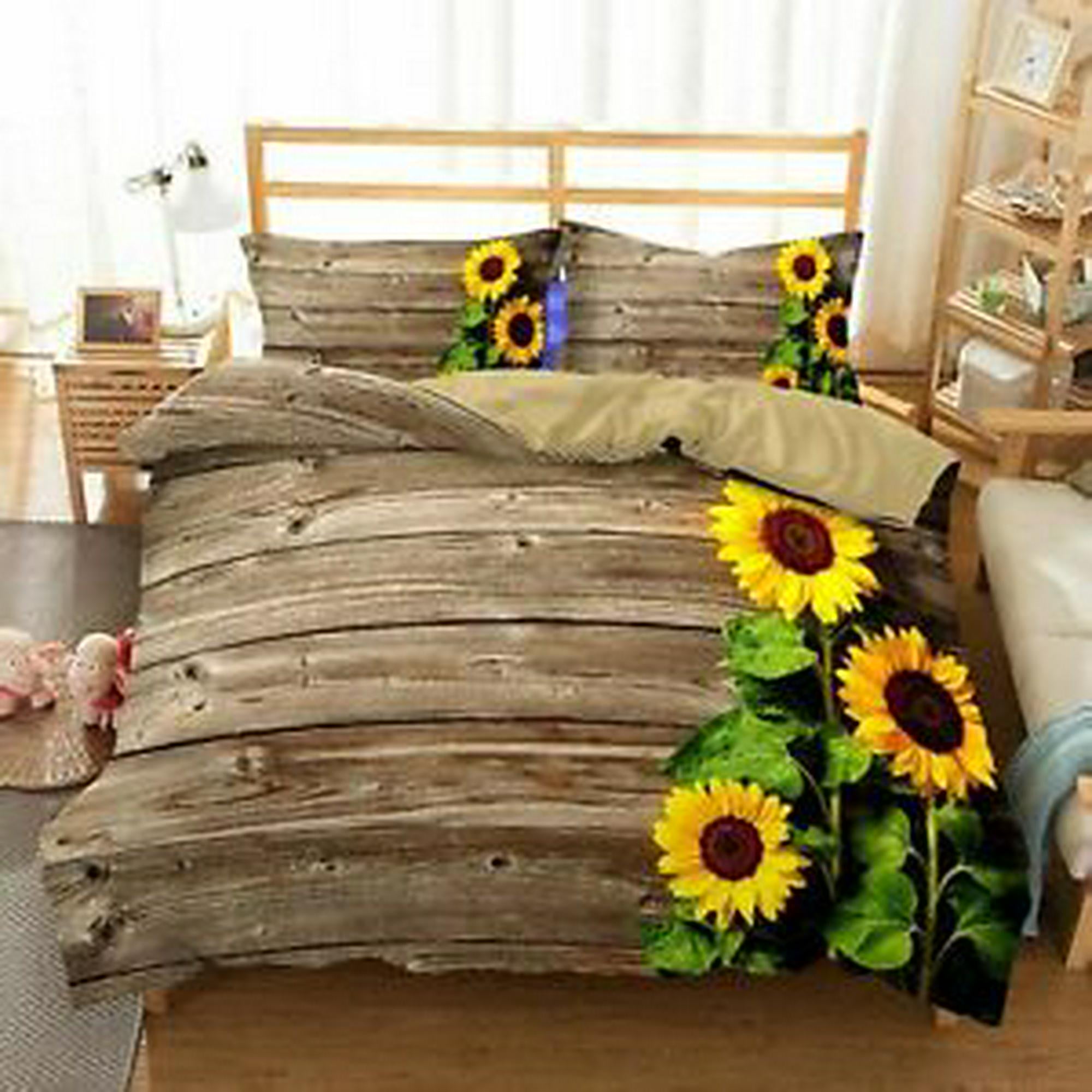 Vibrant 3D Floral Bedding Set - Sunflower Comforter Duvet Cover ...