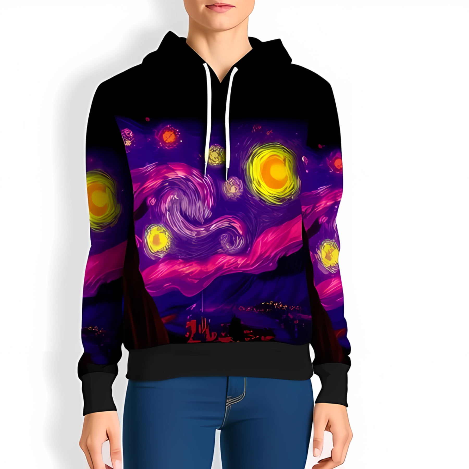 Vibrant 3D Hoodie Featuring 's "The Starry Night" - Artistic & Eye ...