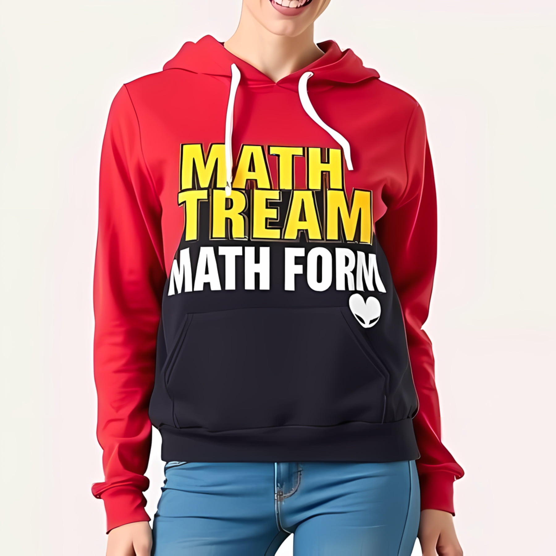 Vibrant 3D Hoodie for Math Lovers - Red & Navy 'MATH TREAM' & 'MATH ...