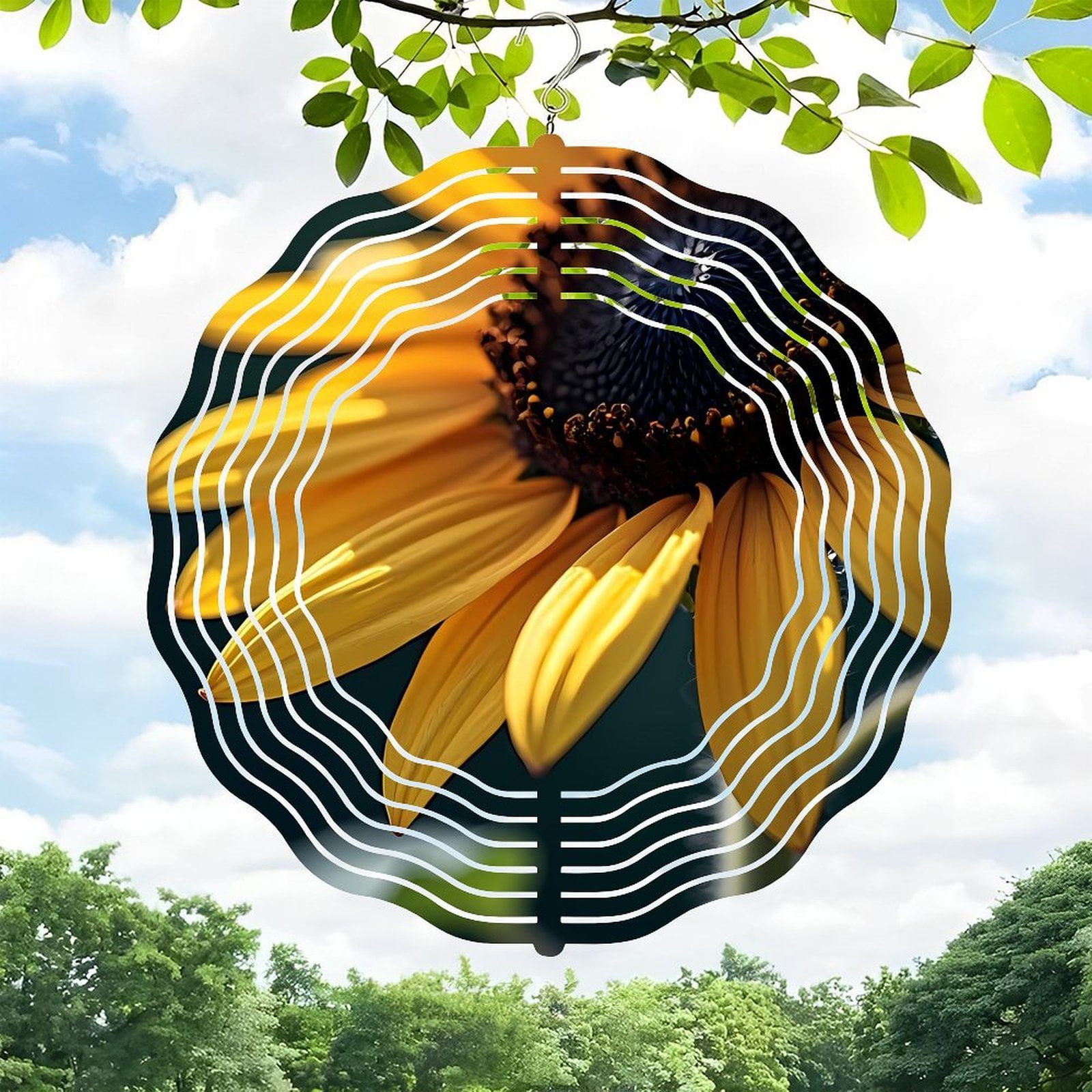 Vibrant 3D Metal Hanging Wind Spinner with Concentric Wave Design ...