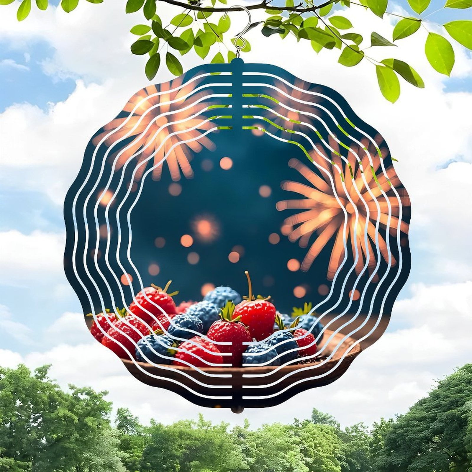 Vibrant 3D Metal Hanging Wind Spinners - Concentric Layered Design with ...