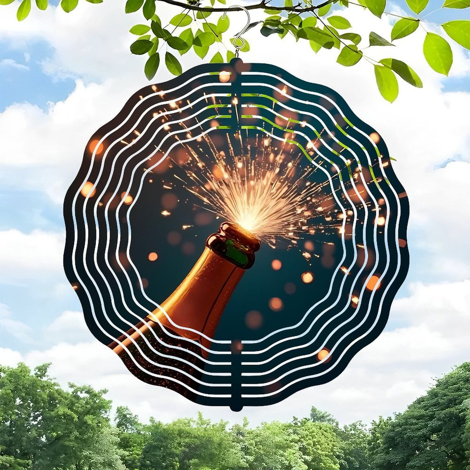 Vibrant 3D Metal Hanging Wind Spinners - Festive Fireworks Design for ...