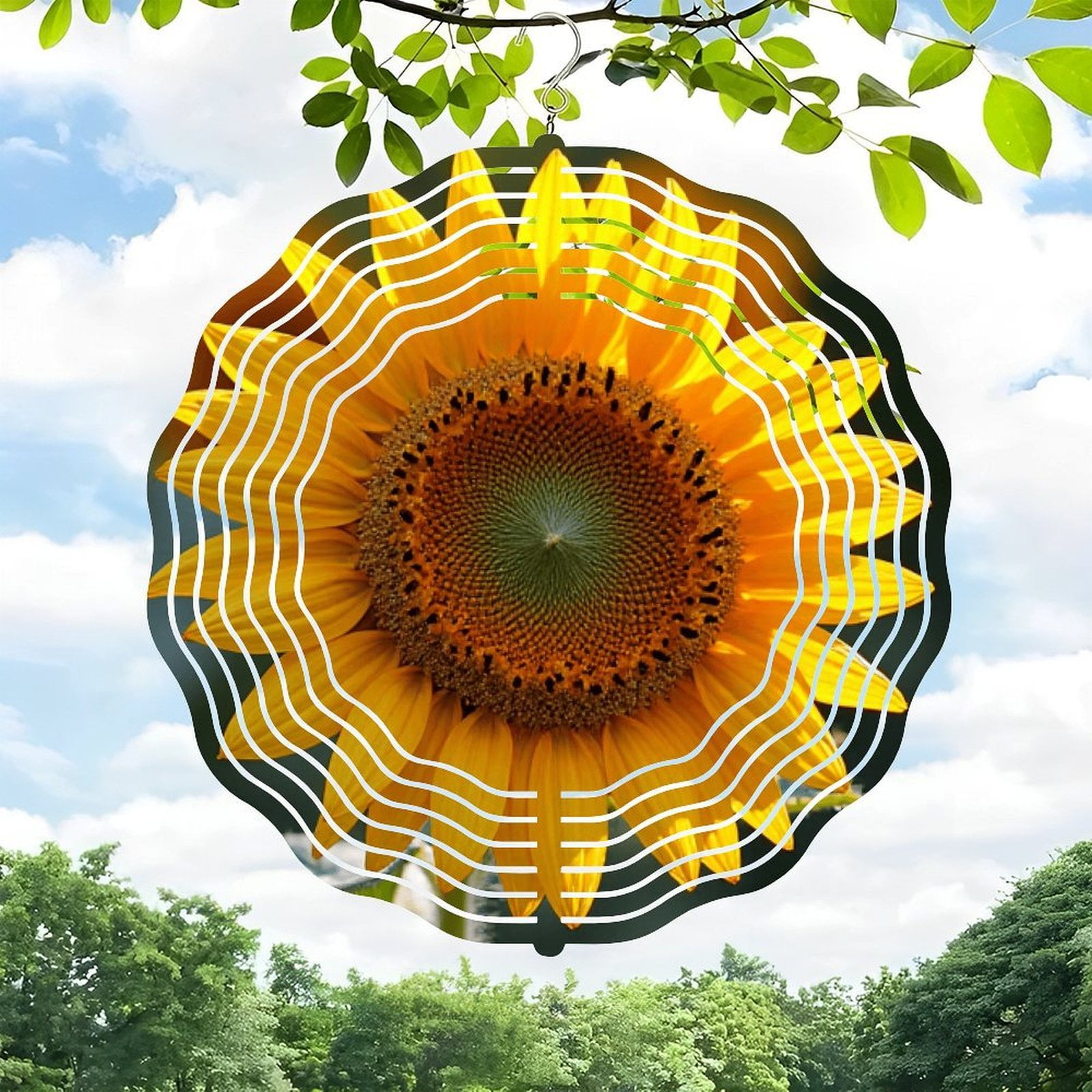 Vibrant 3D Metal Hanging Wind Spinners for Yard & Garden - Concentric ...
