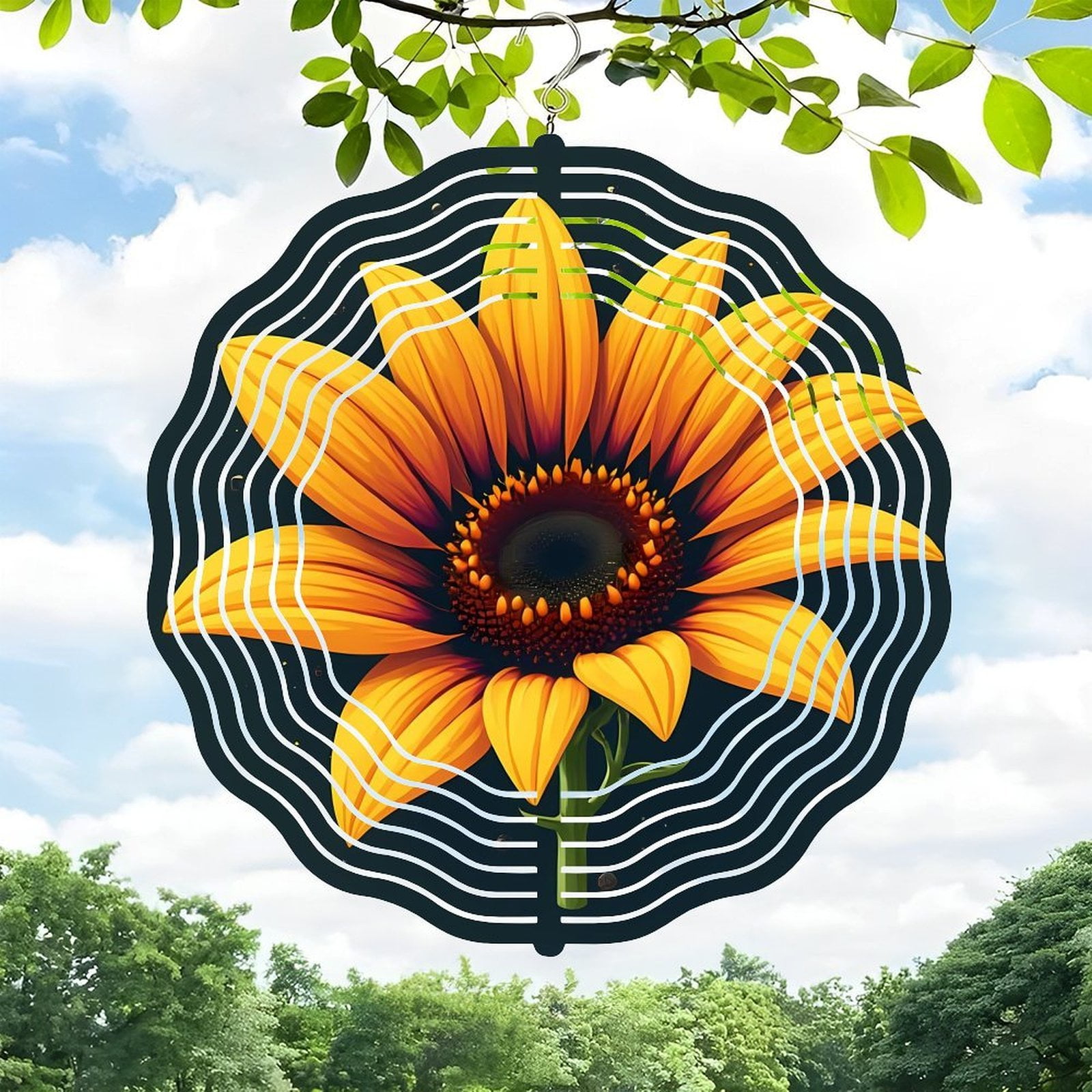 Vibrant 3D Metal Hanging Wind Spinners with Concentric Wave Design ...