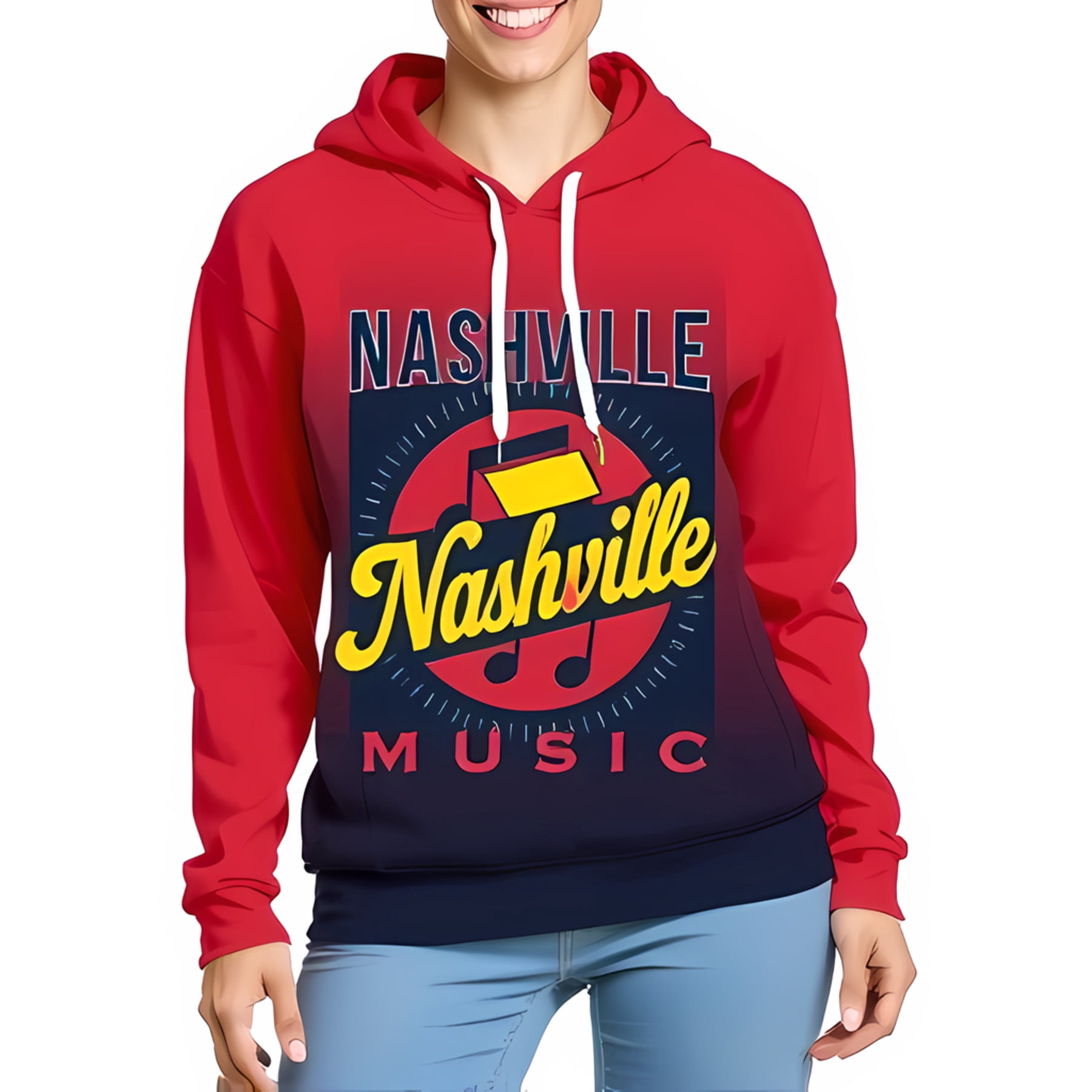 Vibrant 3D Nashville Music Hoodie - Bold Graphic Design with Musical ...