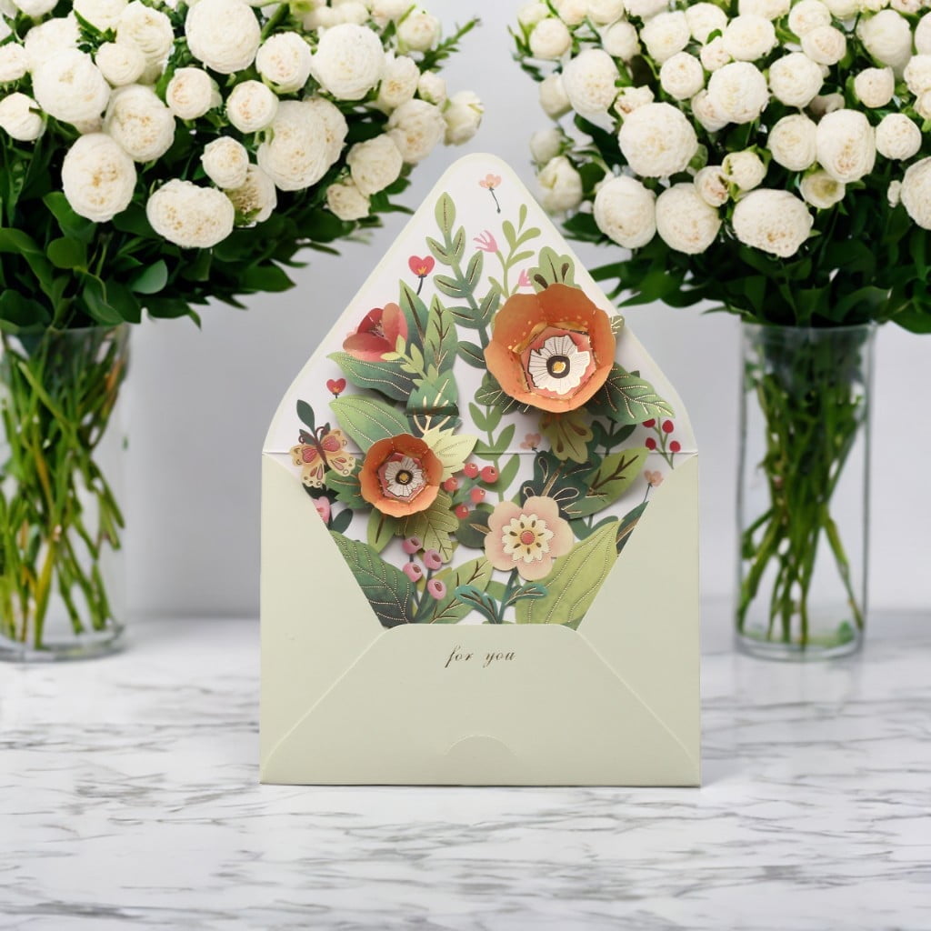 Vibrant 3D Pop-Up Orange Flower Greeting Car, Beautifully Designed Card ...