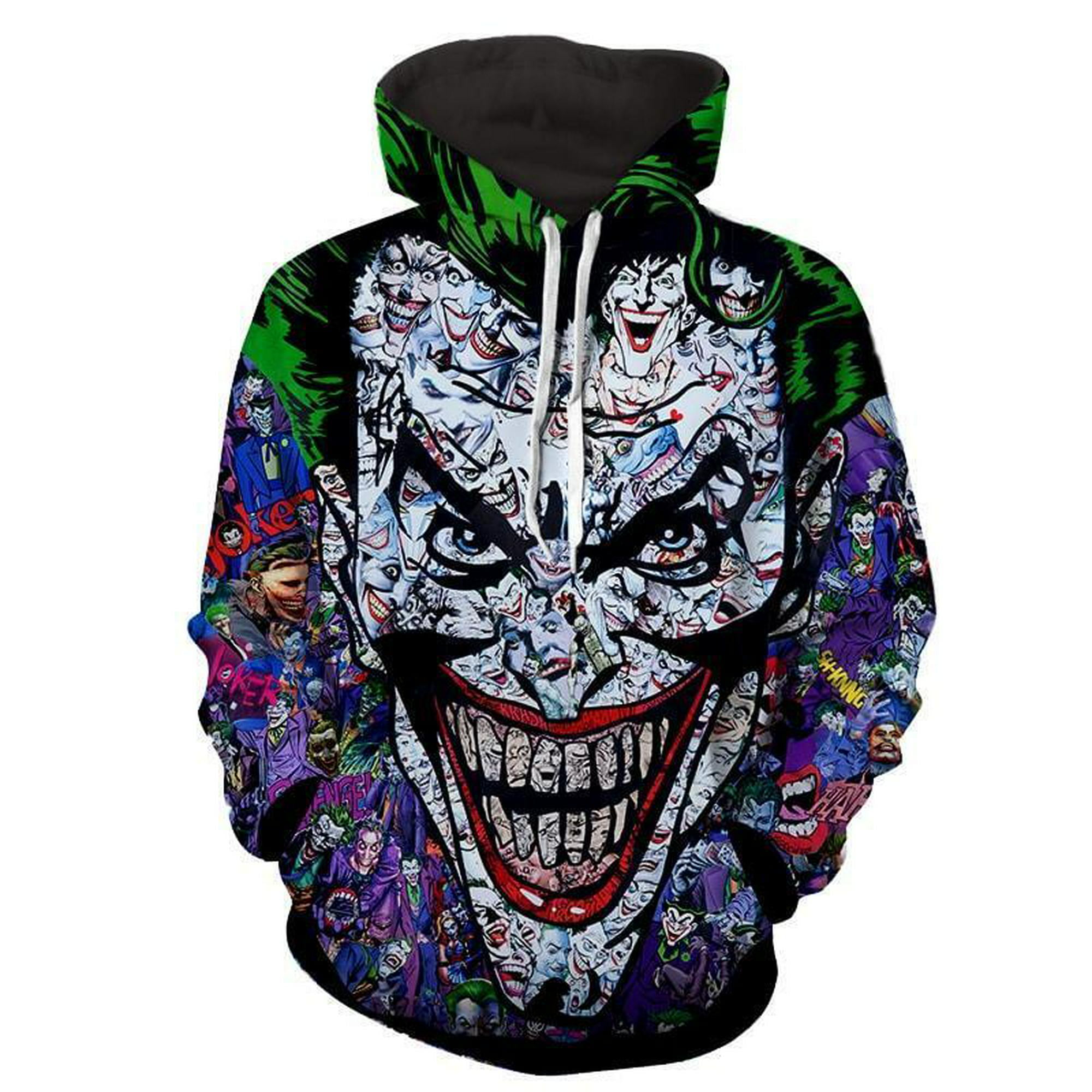 Vibrant 3D Printed Hoodie with Creepy Clown Face Unique Haunting Design ...