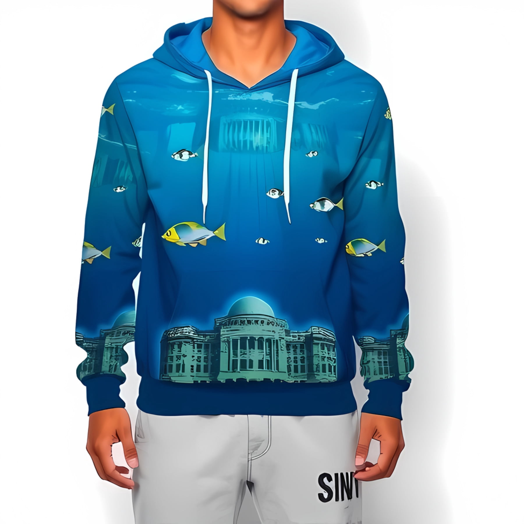 Vibrant 3D Underwater Scene Hoodie with Colorful Fish & Classical ...