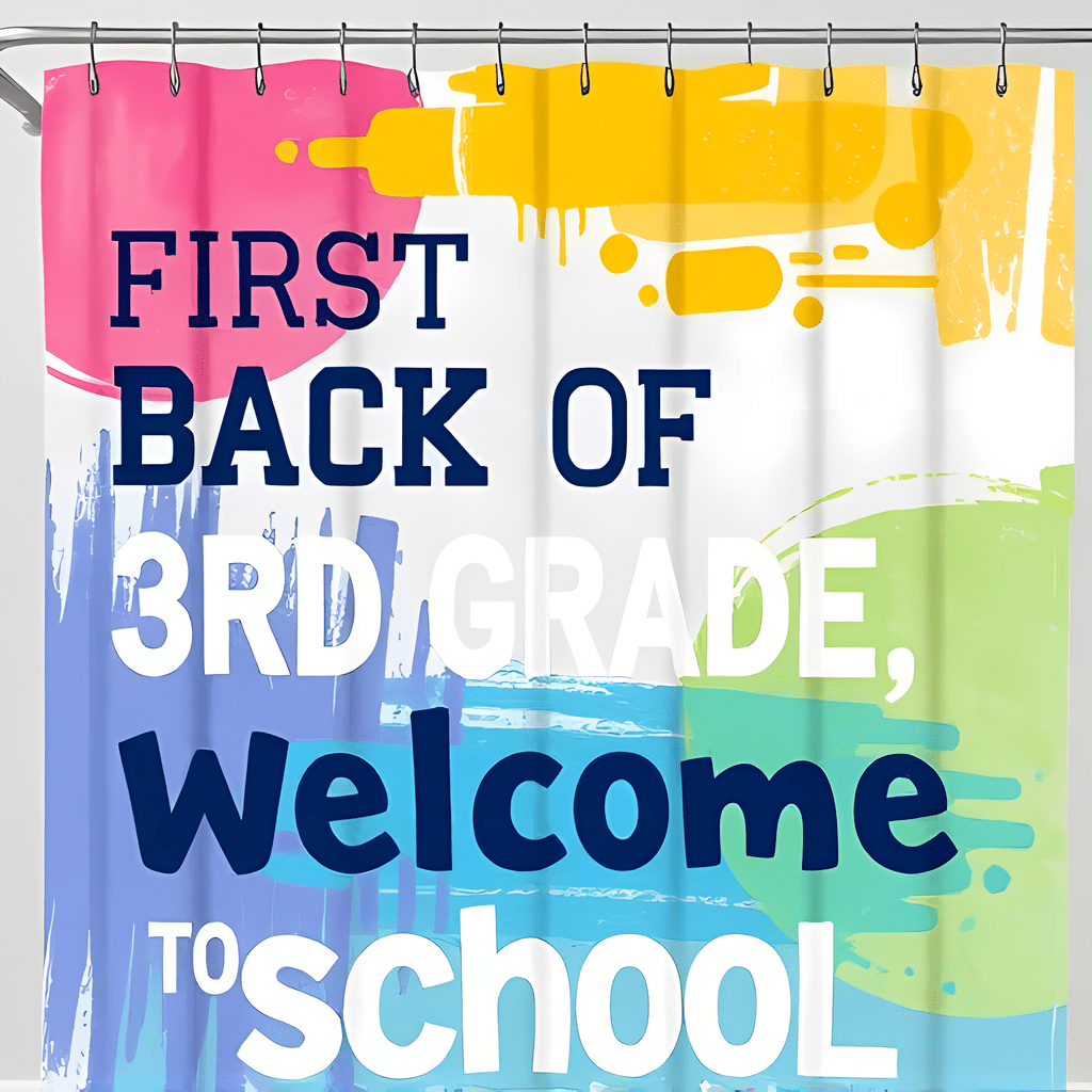 Vibrant 3rd Grade Welcome Shower Curtain - Colorful Design with Playful ...